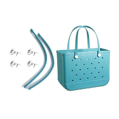 Replacement Straps for Bog Bag, Replacement Handles with 4 Replacement Snaps for Rubber Beach Bag, EVA Bag Strap Replacement, Bogg Beach Bag Repair Kit (Turquoise and Caicos)