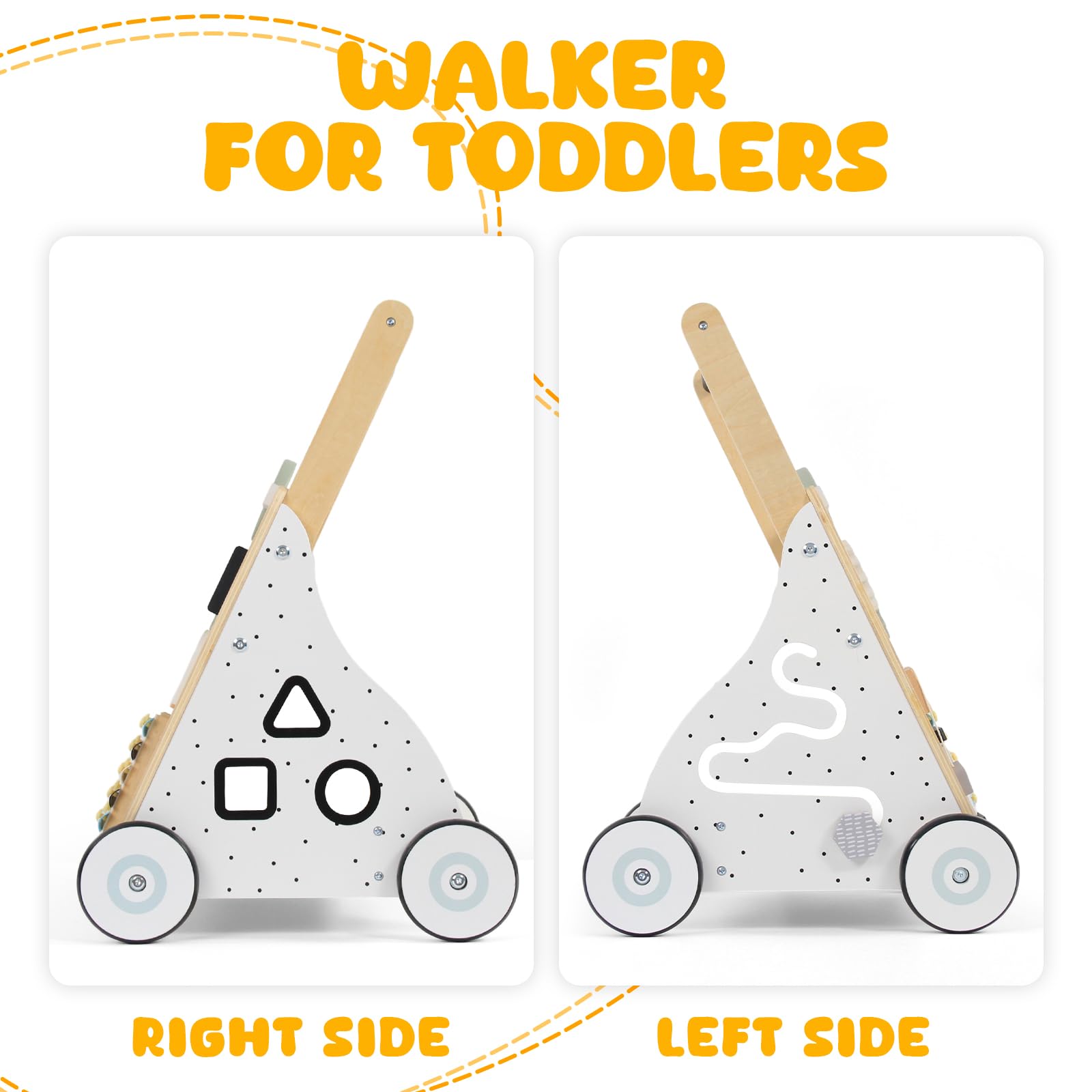 Wooden Baby Walker - Push Walker Toy for Babies-Multiple Activities Center β Assembly Required β Develops Motor Skills & Stimulates Creativity
