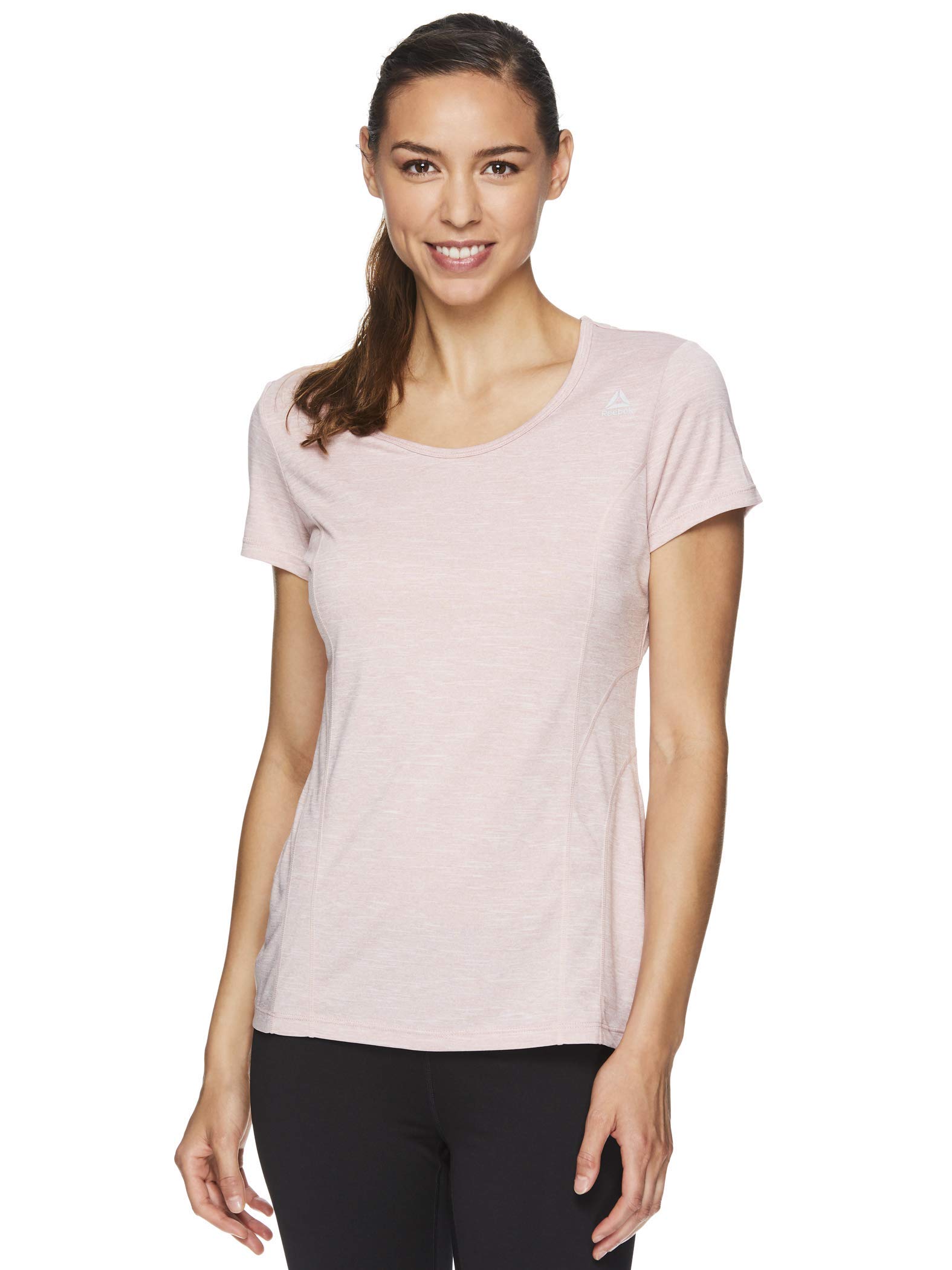 Reebok Womens Varigated Heathered Basic T-Shirt, Pink, Medium