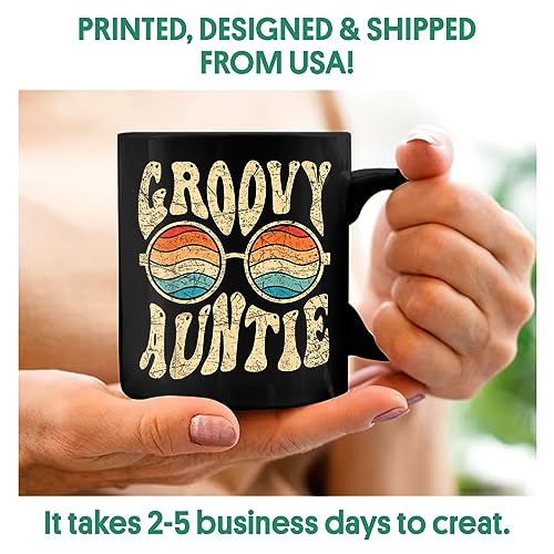TUANDANG GOOD DEAL Groovy Auntie 70s Aesthetic Nostalgia 1970's Retro Aunt Black Coffee Mug 11oz…