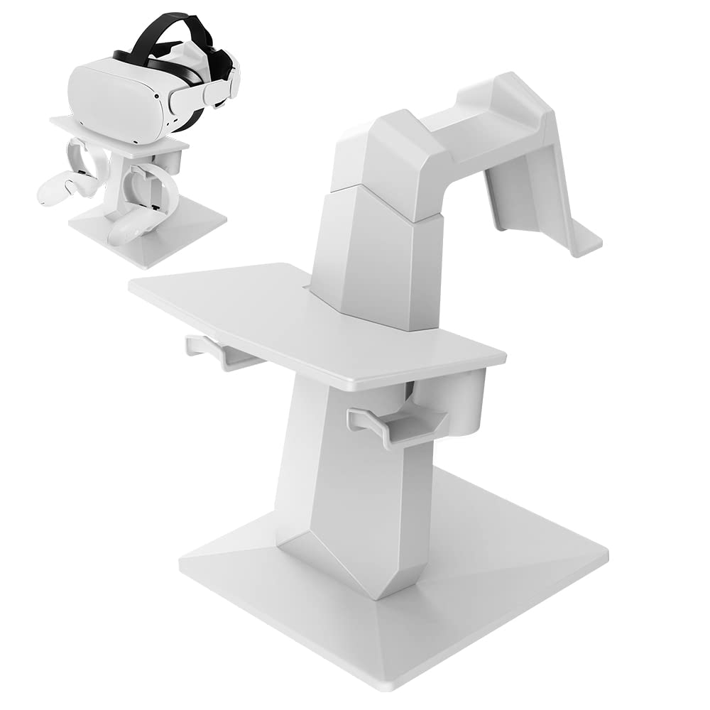VR Stand Accessories for Oculus Quest 2/Meta Quest 2/Rift S/Quest/Valve Index/HP Reverb G2 VR Headset and Touch Controllers, White