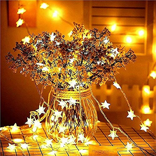 VIGLT Star String Lights 40 LED Star Christmas Star String Lights Battery Operated 20ft for for Indoor Outdoor Home Garden Party Wedding Christmas Tree Decoration (Star String Lights 40 LED)