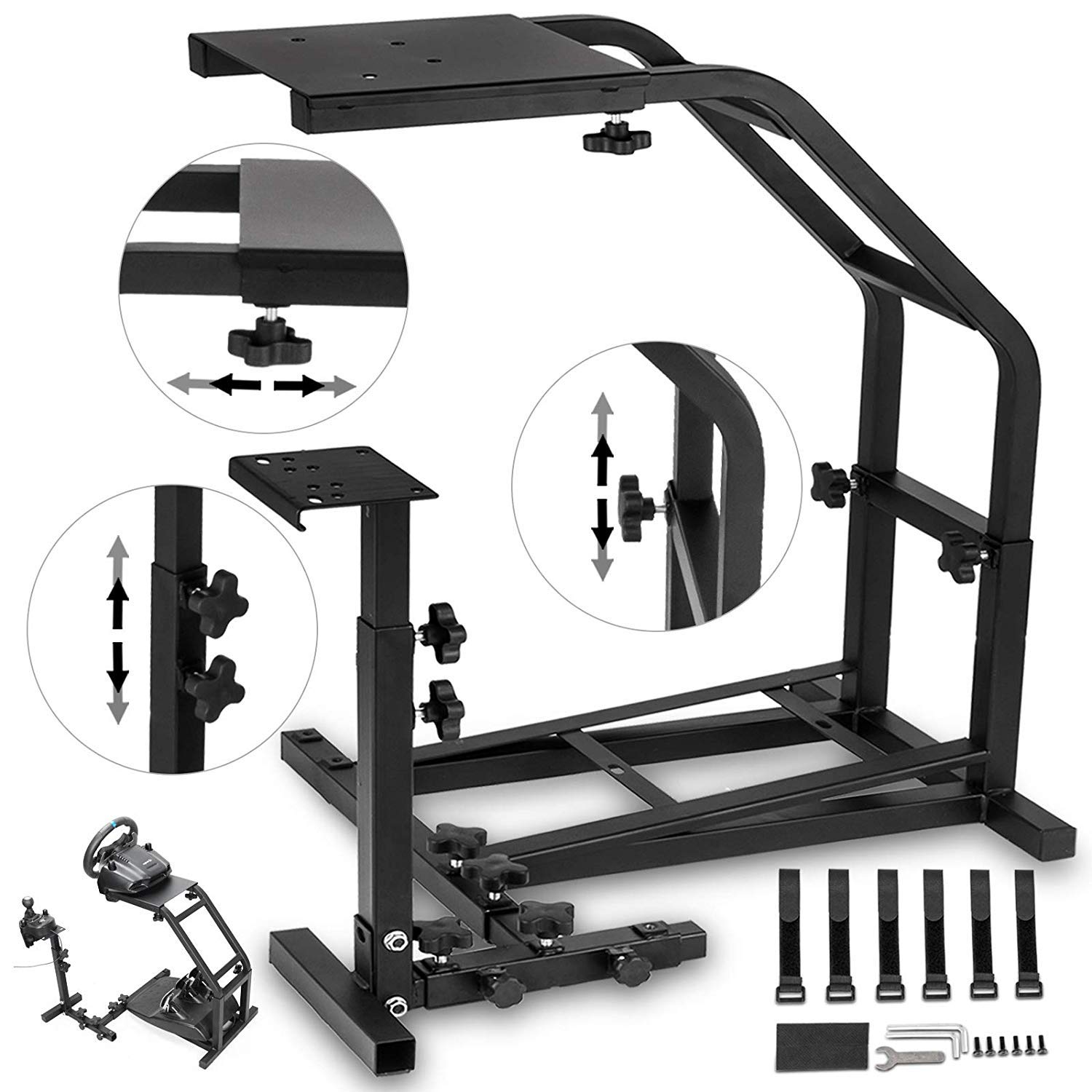 VEVOR Racing Simulator Cockpit Height Adjustable Racing Wheel Stand with fit for Logitech G25, G27, G29, G920 Racing Wheel and Pedals Not Included