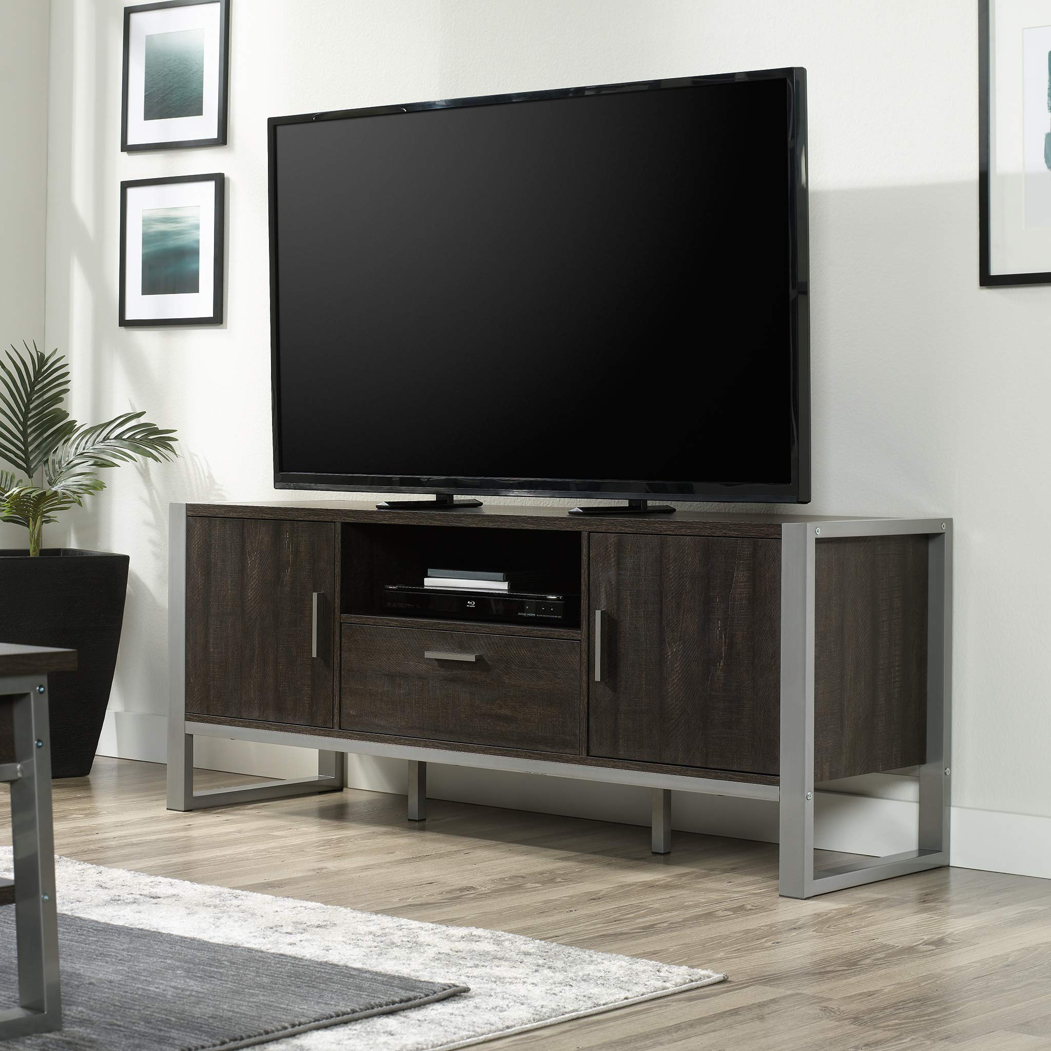 Sauder Rock Glen Credenza, L: 59.06" x W: 17.72" x H: 23.66", Blade Walnut Finish