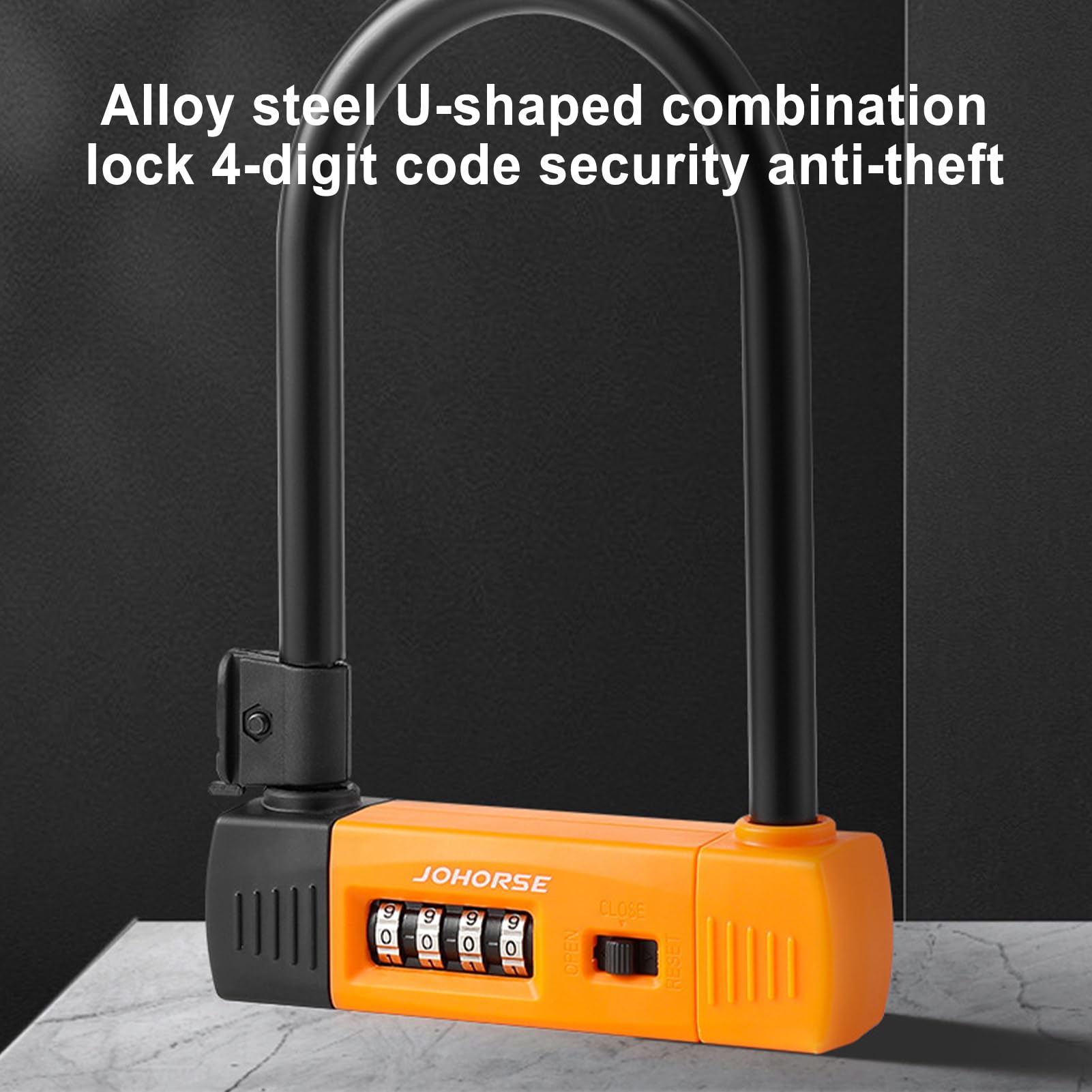 U Shaped Combination Lock, Keyless Anti Theft Security Bicycle Lock, Heavy Duty Combination U Lock, Combination U Lock for Scooter Road Mountain Bikes with 4-Digit Resettable Combination