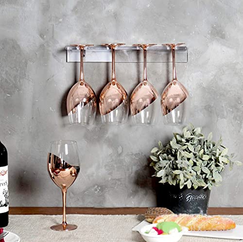Wine glass holder, acrylic wall-mounted wine glass holder, tableware under the cabinet, wine glass holder and Glasses storage rack, kitchen cabinet storage rack (Transparent 2 pieces)