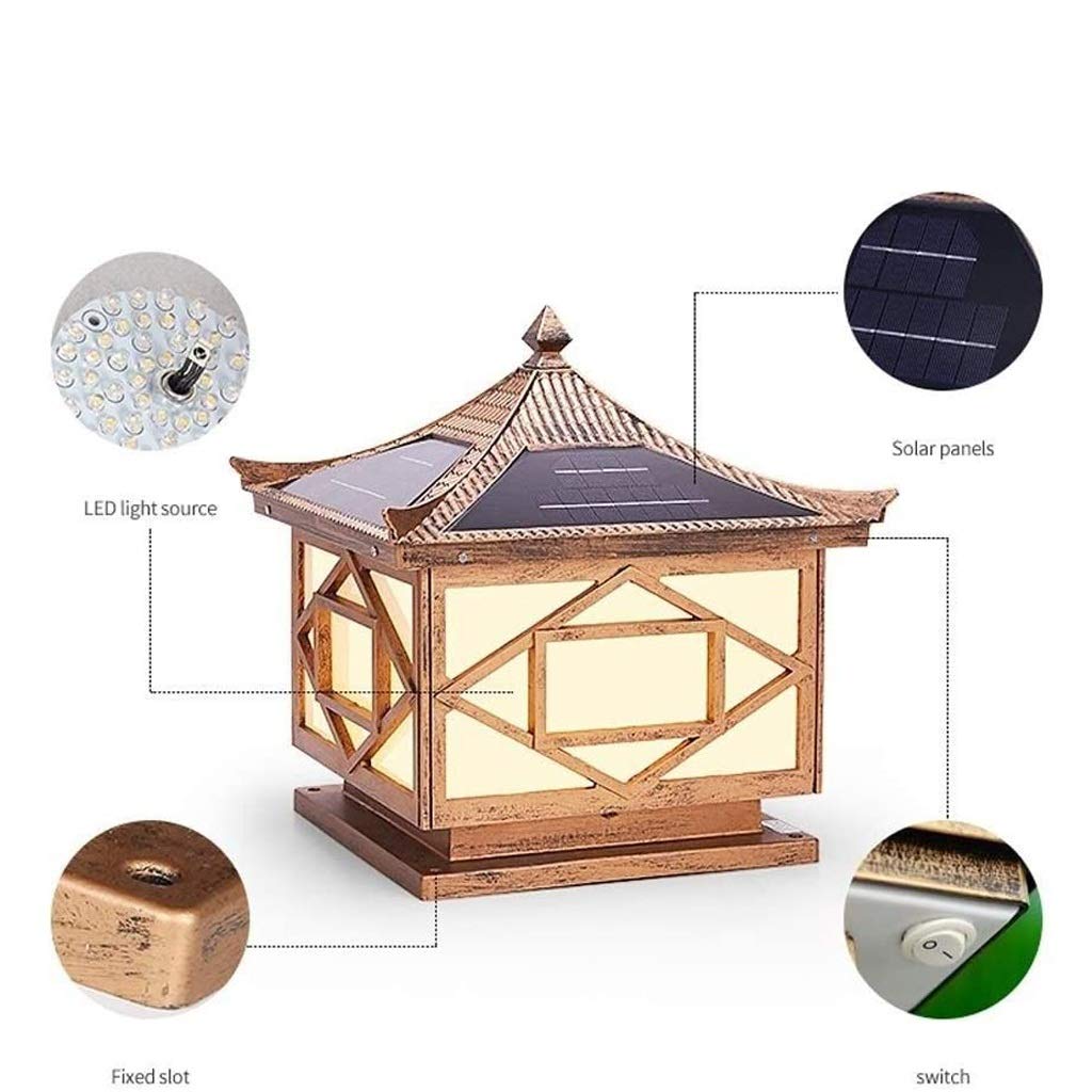 XMMDD Solar Lights, Outdoor Garden Lights, Home Gate Pillar Lights, Outdoor Garden Pillar Headlights