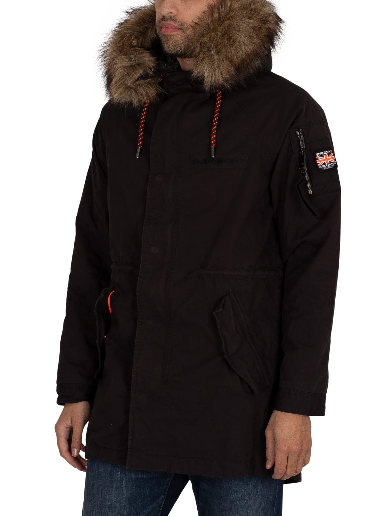 Superdry Mens Mountain Rookie Aviator Parka Jacket Furnace Black Size M