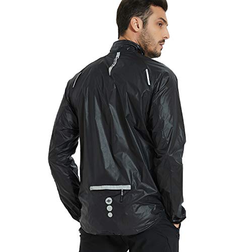Santic Mens Cycling Jacket Lightweight Bike Jersey Windbreaker for Men Black L