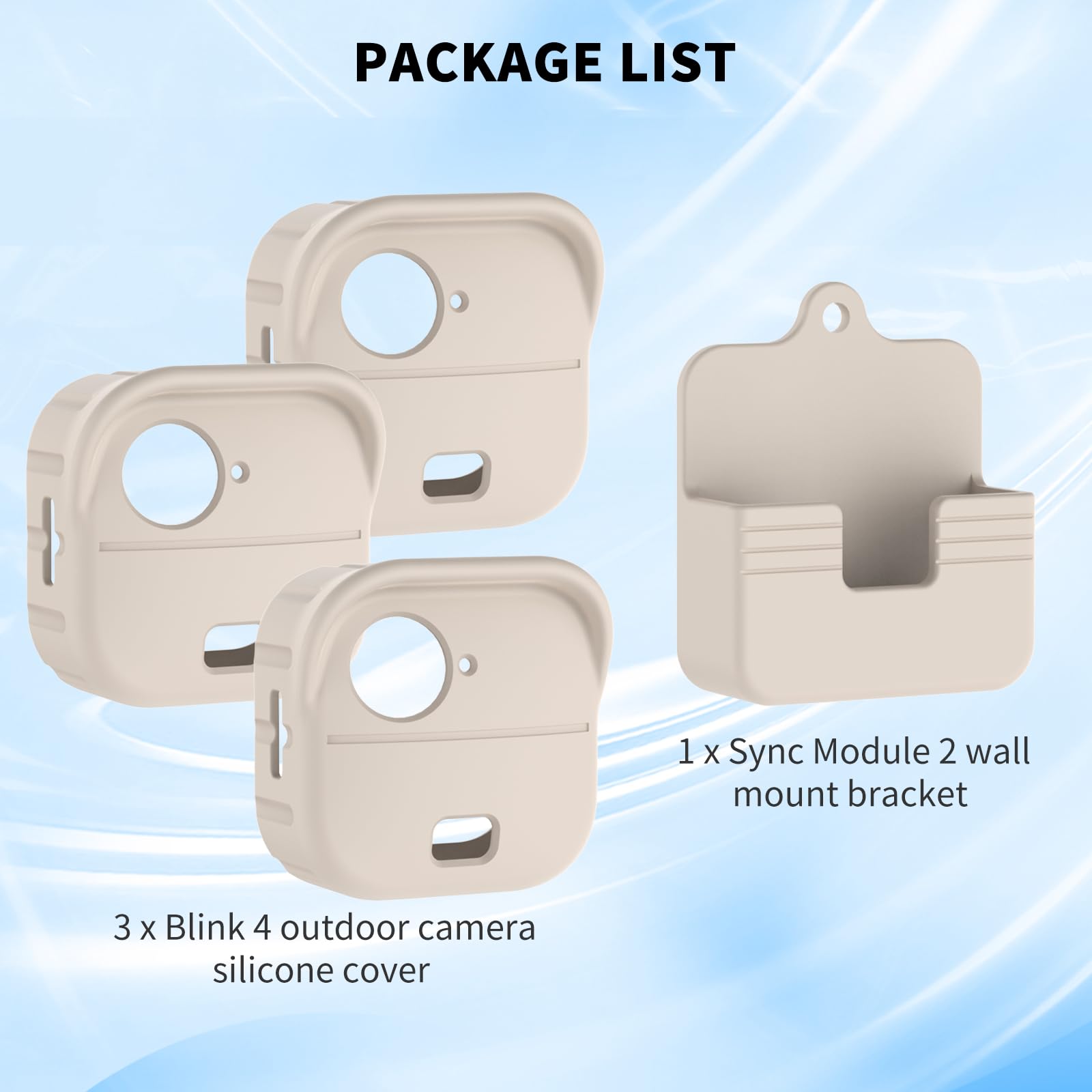 WOFRO 3Pack Silicone Protective Case for Blink Outdoor 4 (4th Gen), Silicone Skin Cover for All-New Blink Outdoor 4 Smart Security Camera Accessories with Sync Module 2 Wall Mount (Off white)