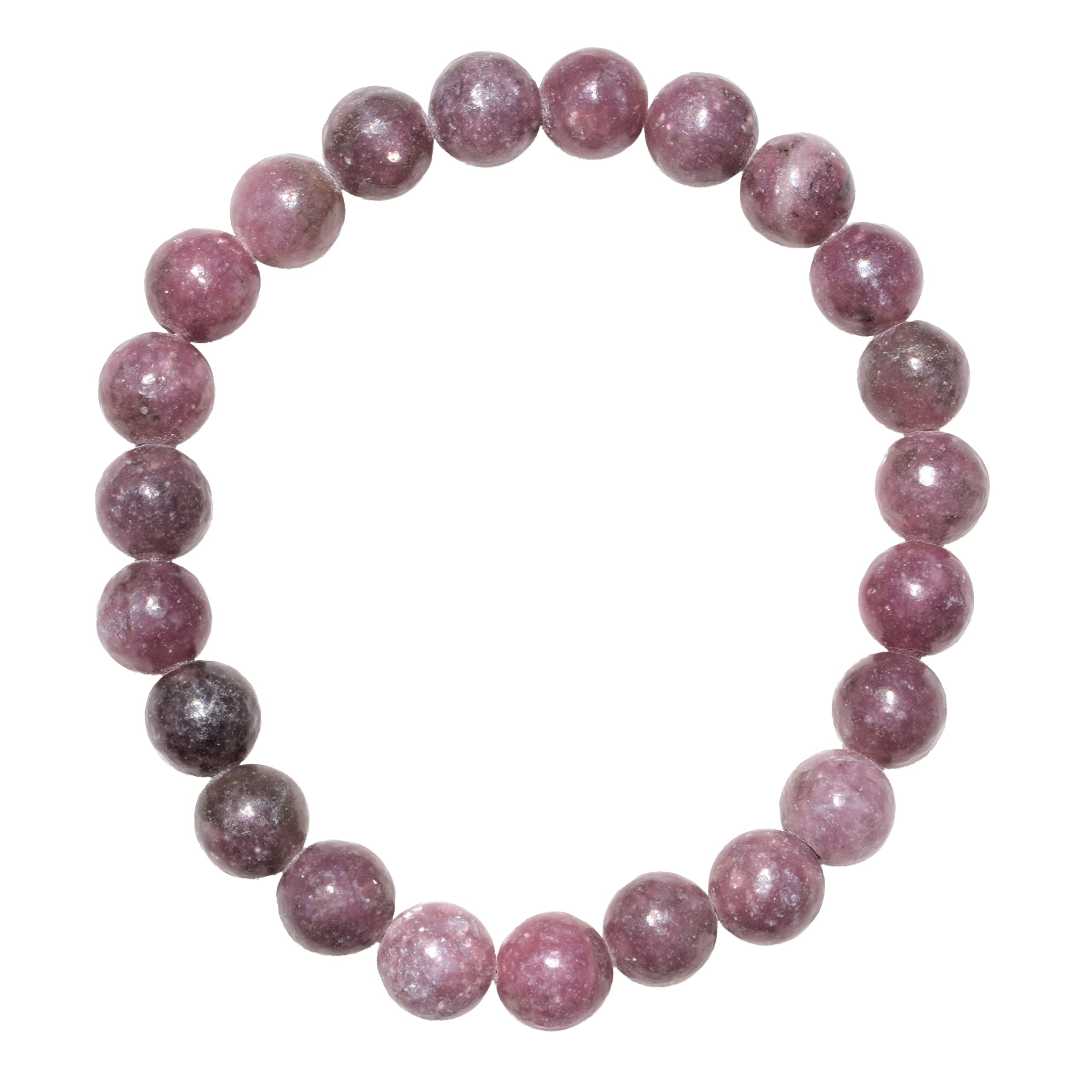 Zenergy Gems Charged Premium Natural Lepidolite Crystal 8mm Bead Bracelet + Moroccan Selenite Charging Crystal [Included]