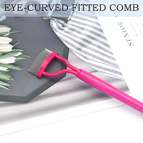 Stainless Steel Tooth Eyelash Comb, Mascara Eyelash Separator Eyebrow Grooming Brush Mascara applicator, with Comb Cover and Comb Cleaning Brush,Pack of 4