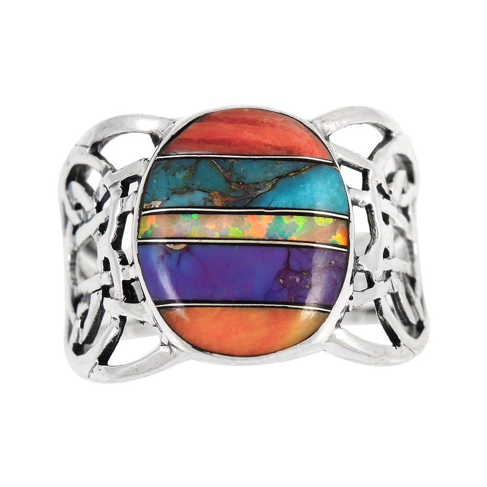 Sterling Silver Gemstone Ring with Genuine Turquoise (SELECT color) (Multi, 10)