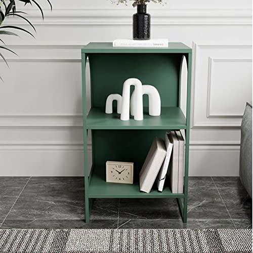 Sofa Side Table Couch Table Green Night Stand End Table with 2 Tier Storage Shelf Farmhouse Sofa Side Table for Small Spaces, Bedside Table for Living Room Bedroom, Stable Metal Frame End Table Coffe