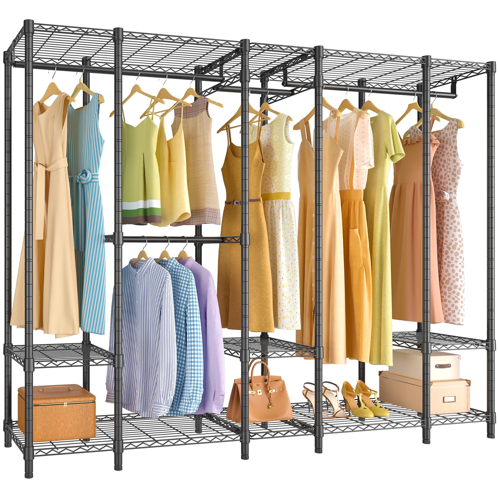 VIPEK V50i Bedroom Armoire Freestanding Closet Wardrobe, Portable Closet Rack, Heavy Duty Clothes Rack Multi-Functional Metal Clothing Rack for Hanging Clothes, Max Load 980lbs, Medium Size (White)