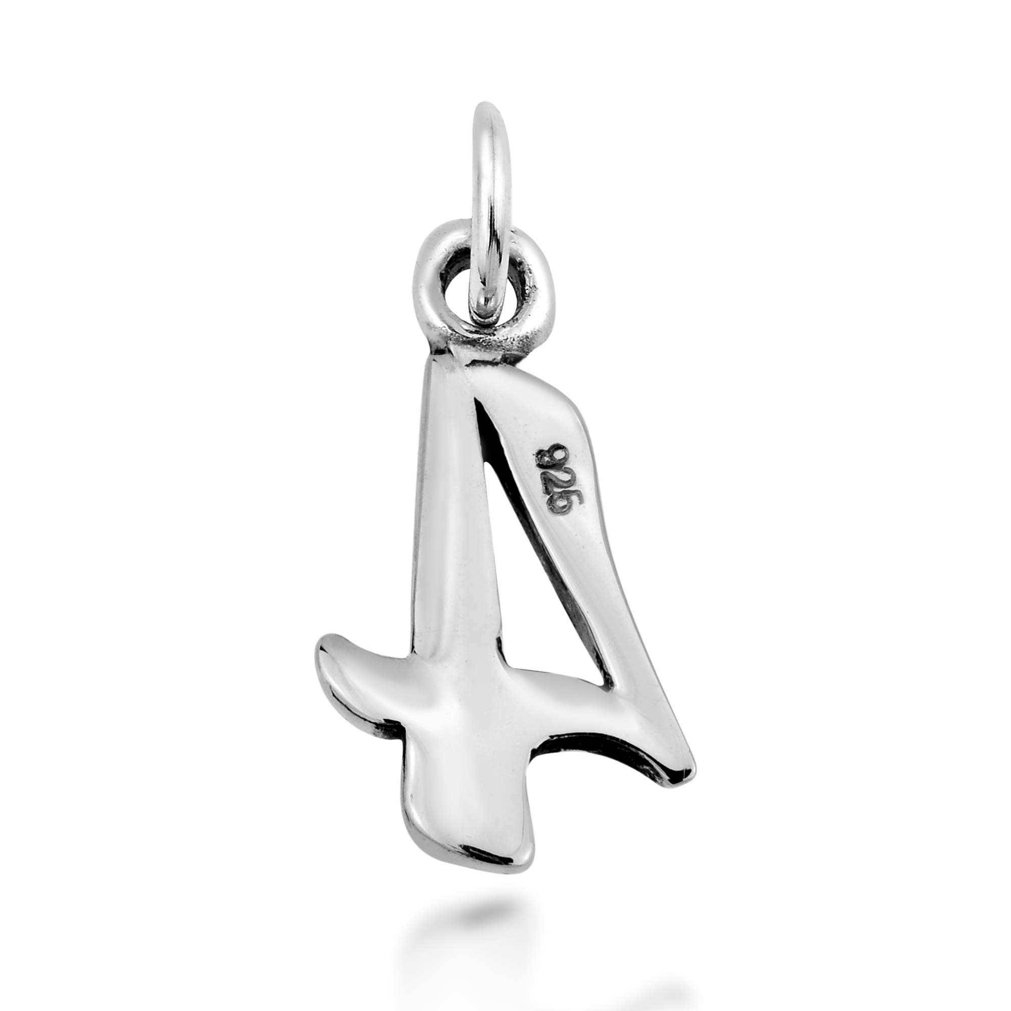 Trendy .925 Sterling Silver Number '4' Pendant Charm