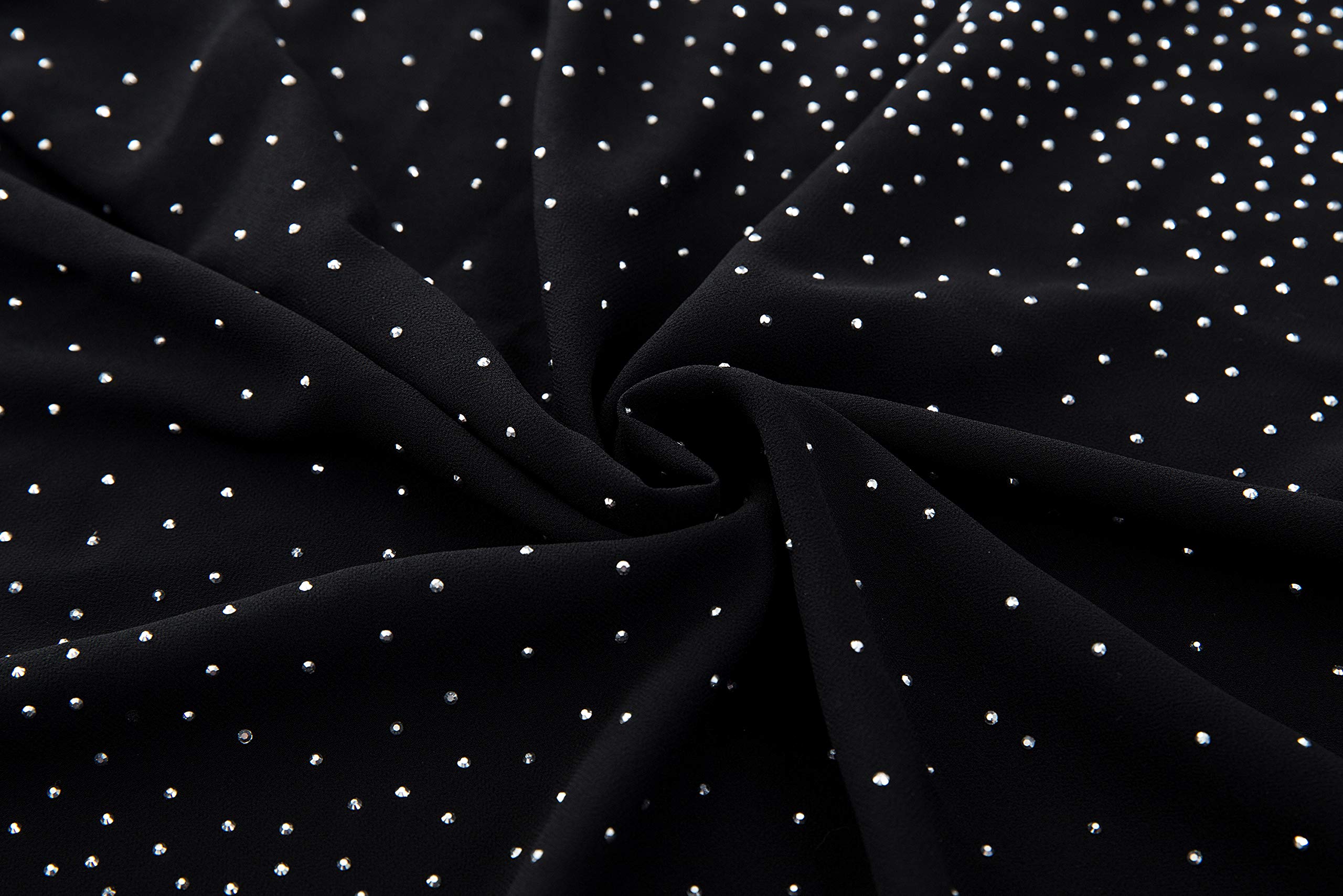 REEMONDE Womens Pashmina Shawls and Wraps for Evening Dresses Chiffon Bridal Shawl for Wedding Dressy Rhinestones Sparkly Scarf (Black)