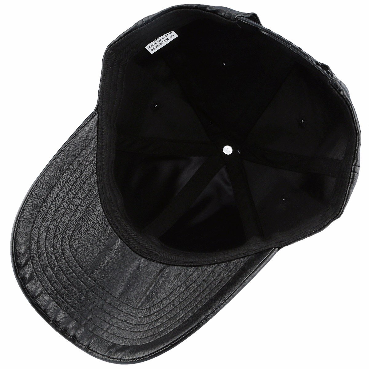 Samtree Unisex Baseball Cap,Adjustable PU Leather Corduroy Sun Protection Sport Hat(01-Black(Leather))