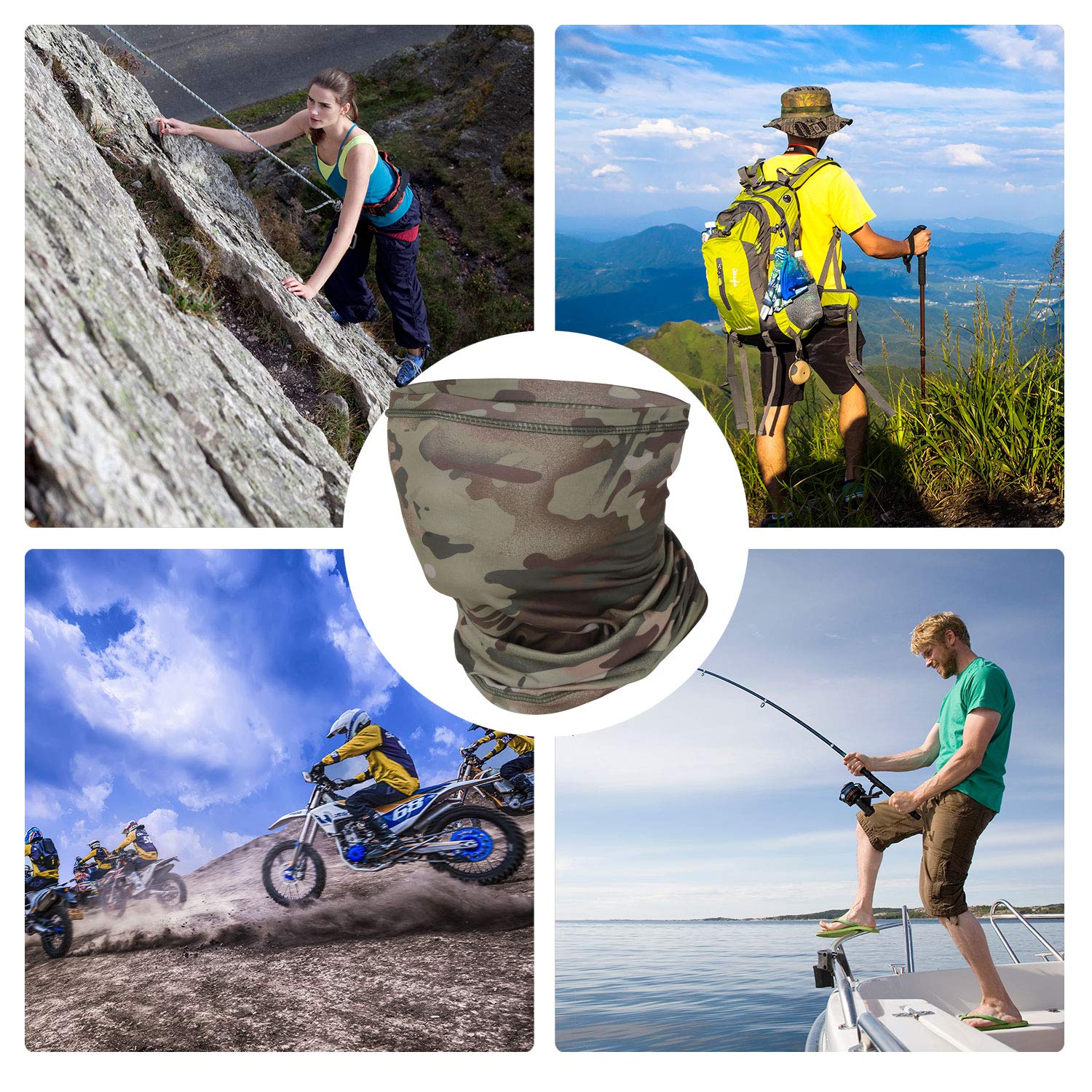 Summer Face Scarf Cover-Dust, Sun, Neck Gaiter Cover for Fishing Hiking Cycling