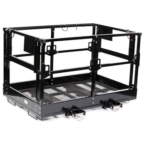 Titan Attachments 4' x 9' 8" Mesh Telehandler Work Platform, Man Safety Basket, Forklift Attachment, Safety Cage
