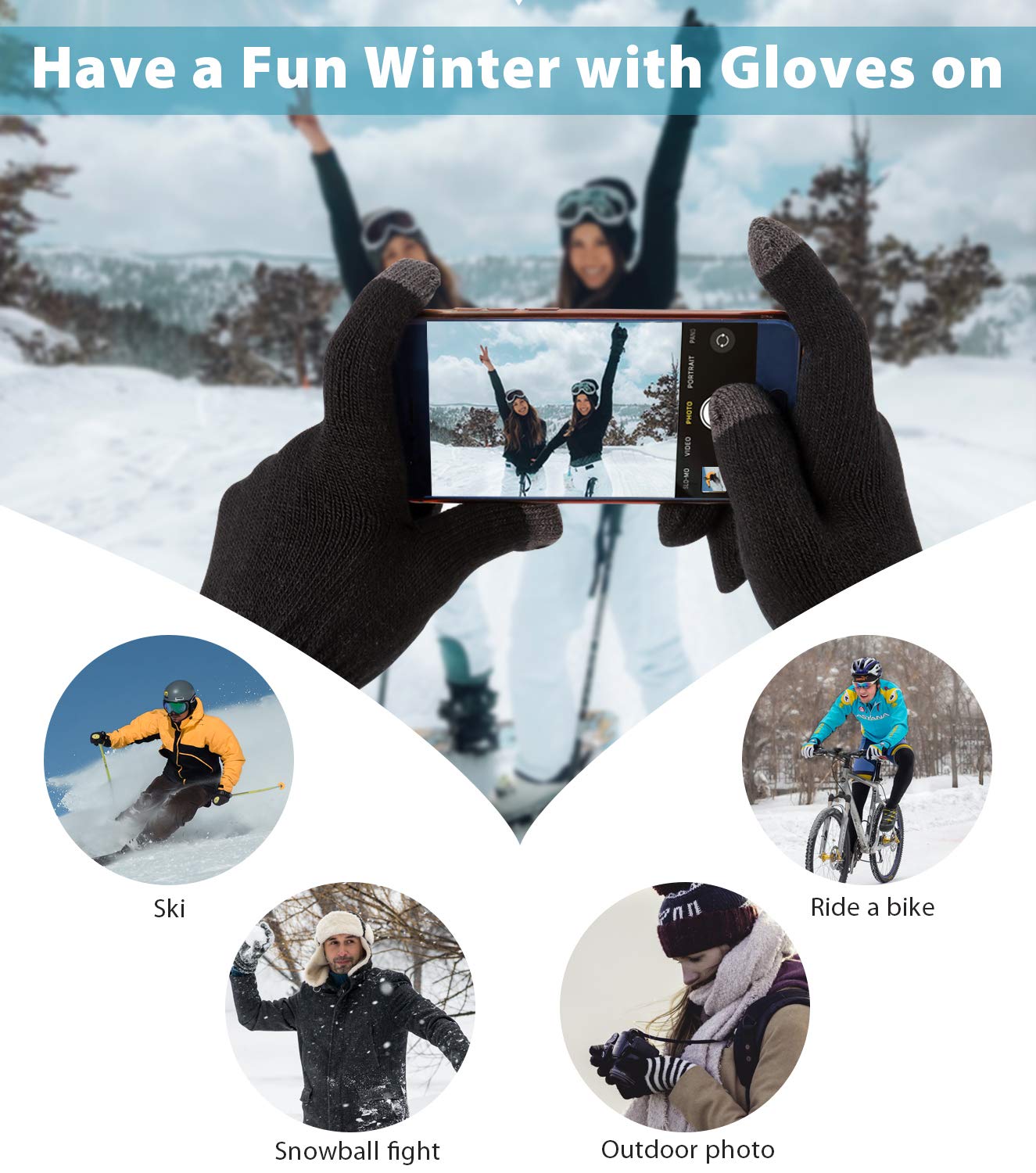 Winter Knit Glove for Women and Men,Touch Screen Magic Gloves Stretchy Warm (12 Pair)