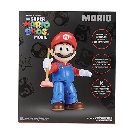 THE SUPER MARIO BROS. MOVIE - 5 Inch Action Figures Series 1 β Mario Figure with Plunger Accessory