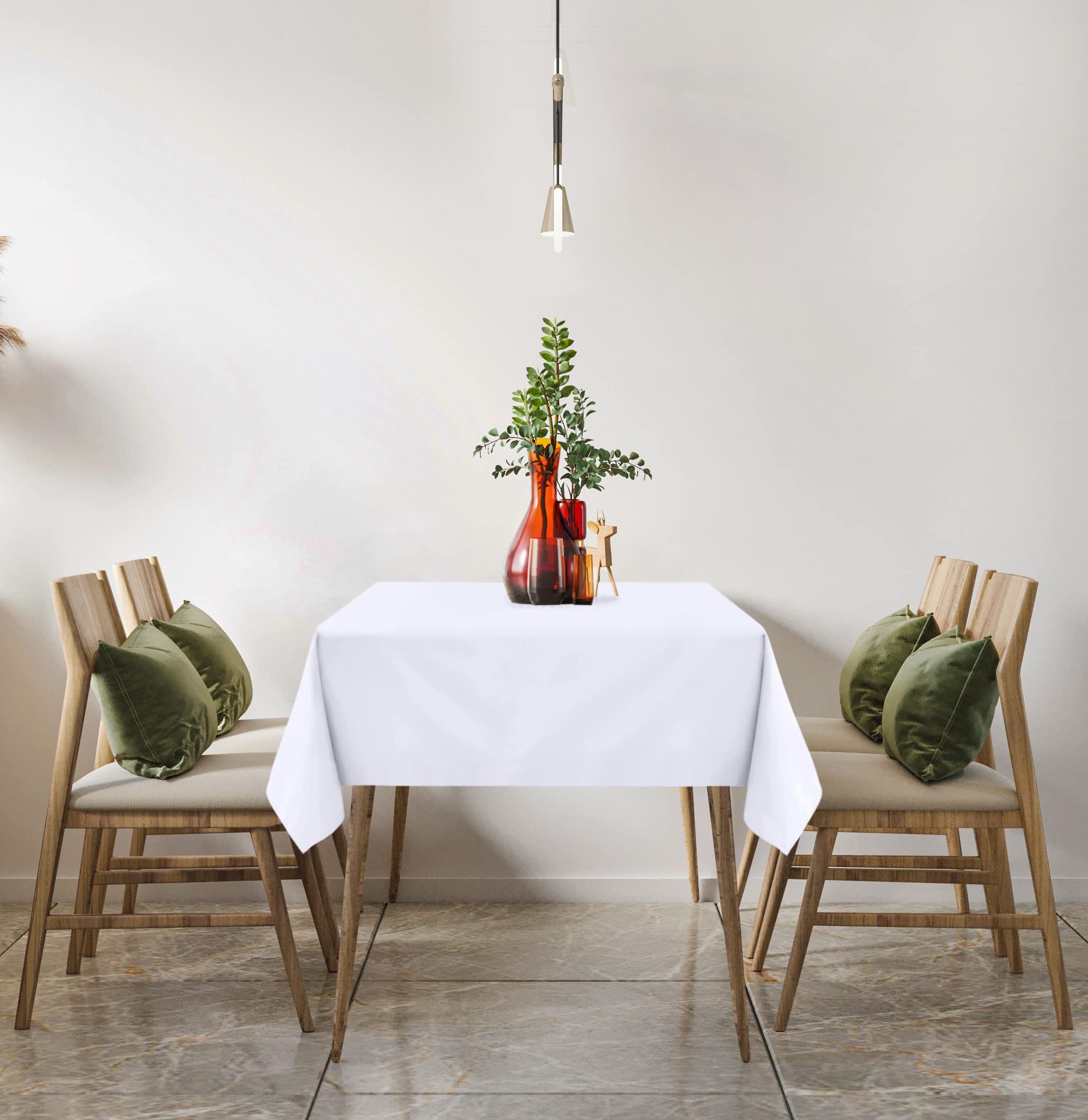 Utopia Kitchen Square Table Cloth 2 Pack [54x54 Inches, White] Tablecloth Machine Washable Fabric Polyester Table Cover for Dining, Buffet Parties, Picnic, Events, Weddings and Restaurants