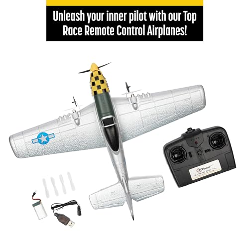 Top Race Remote Control Airplane | RC Plane 4 Channel Ready to Fly RC Planes for Adults, Advanced RC Foam Blimps for Adults, Remote Control Airplane Spitfire Shark Mouth TR-S55