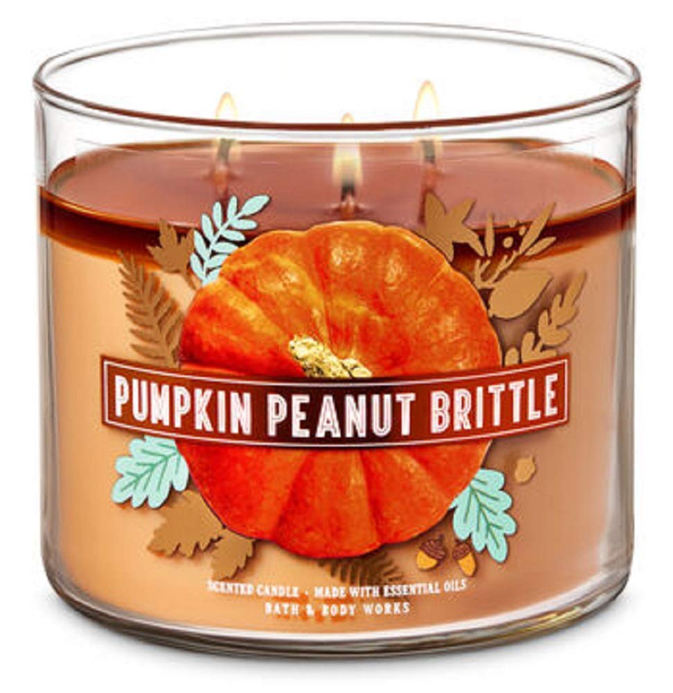 White Barn Bath & Body Works 3 Wick Candle Pumpkin Peanut Brittle