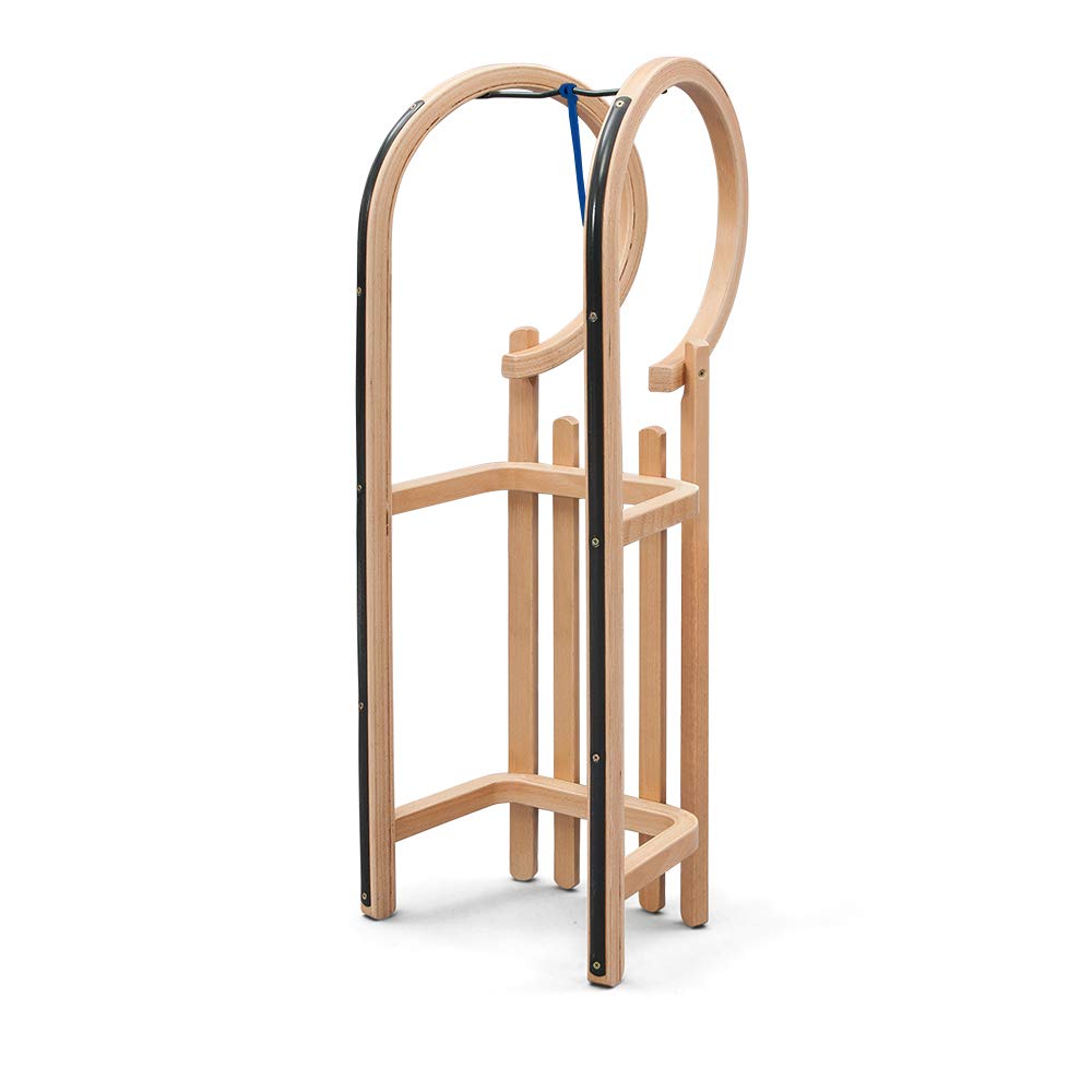 Vispronet Decorative Wood Sled with Horns – 39in Snow Sled – Outdoor Decorative Sled with Solid Wood Seat and Pulley Rope – Laminated Beach Wooden Frame – Holds Up to 200lbs