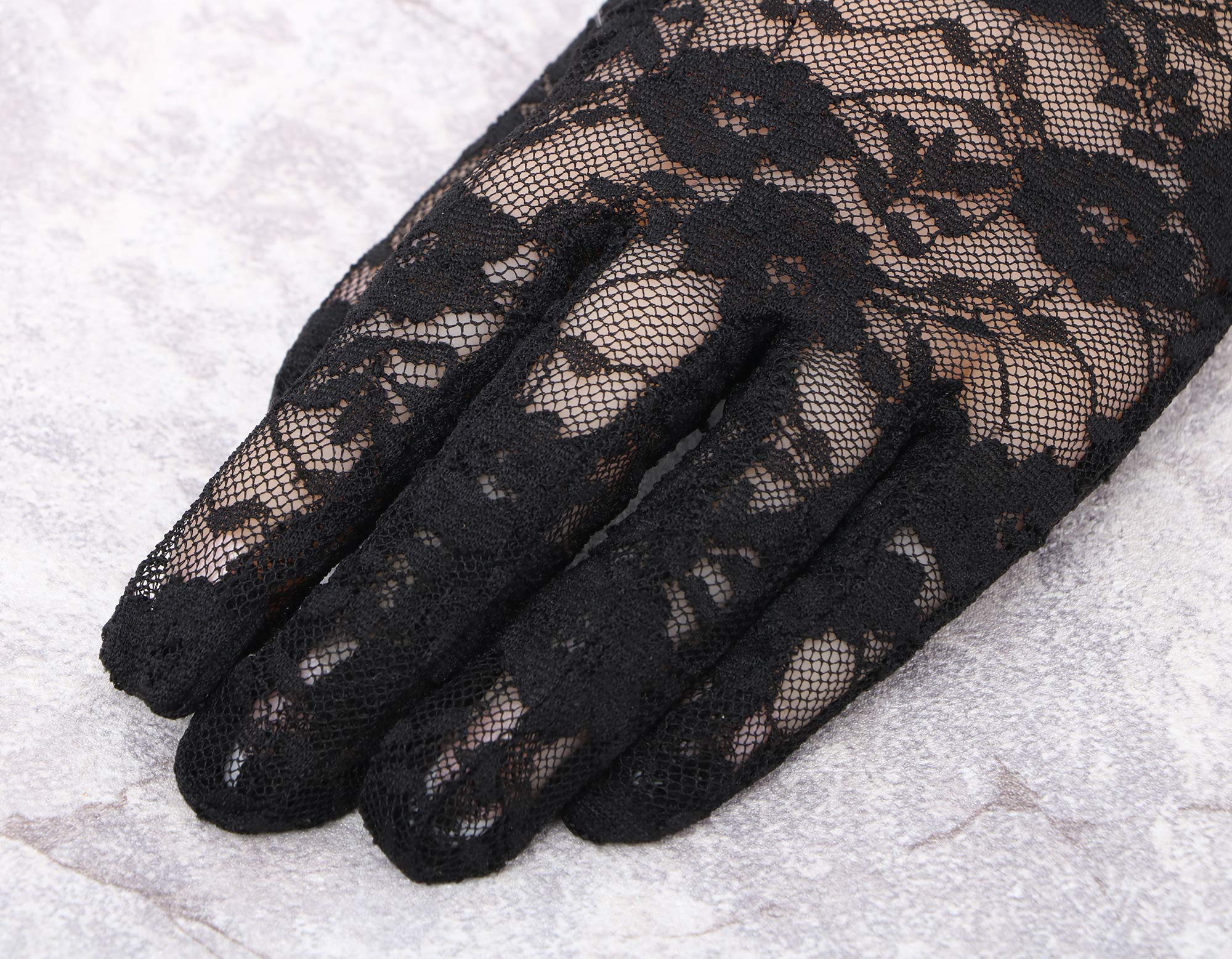 Simplicity Bridal Gloves Lace Wrist Length Special Occasion Wear, Black with Lace Wrist