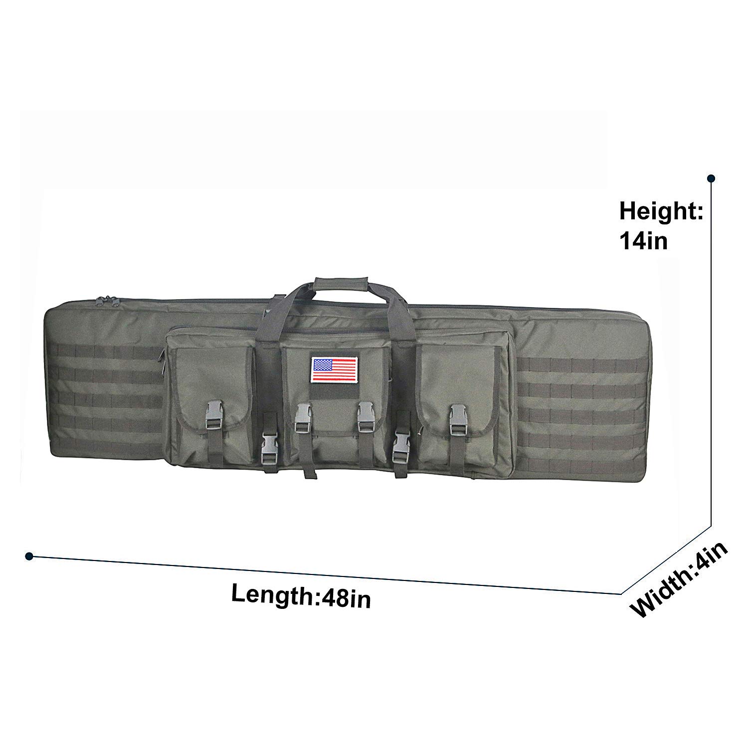 Warriors Product 48 Inch Double Long Rifle Gun Case Bag Outdoor Tactical Carbine Cases Water Dust Resistant Fireproof for Hunting Shooting (Grey, 48IN)