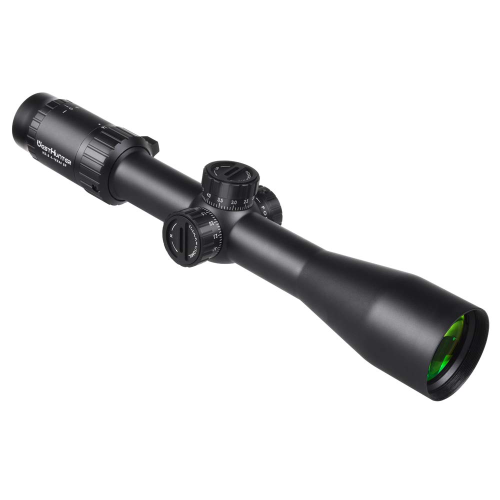 WestHunter Optics HD-S 4-16x44 SF Riflescopes, 30mm Tube Second Focal Plane Tactical Precision 1/10 MIL Shooting Scope | Black, Only Optics & Basic Accessories