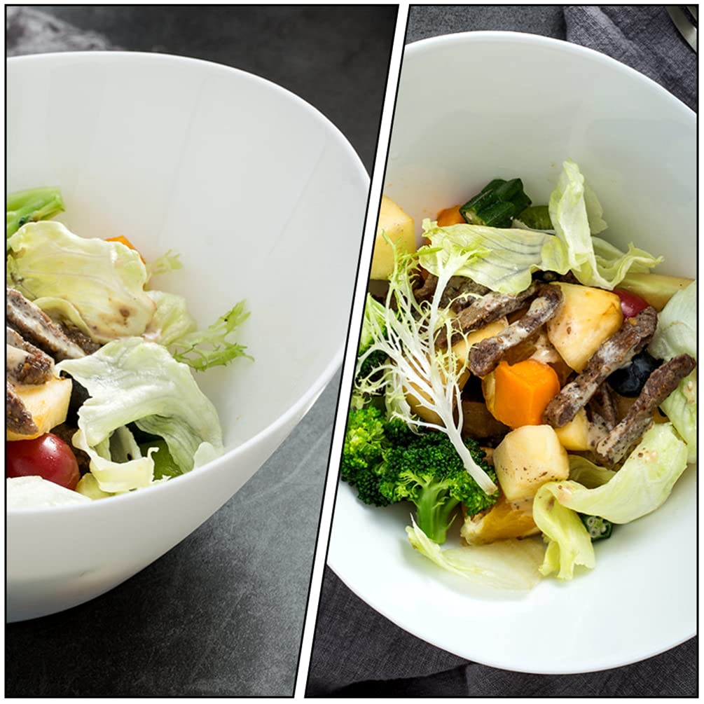 YARDWE White Pasta Serving Bowls Boat Shaped Bowl Toughened Glass Salad Bowl Heat Resistance Soup Bowl Small Side Dishes for Dessert Ice Cream