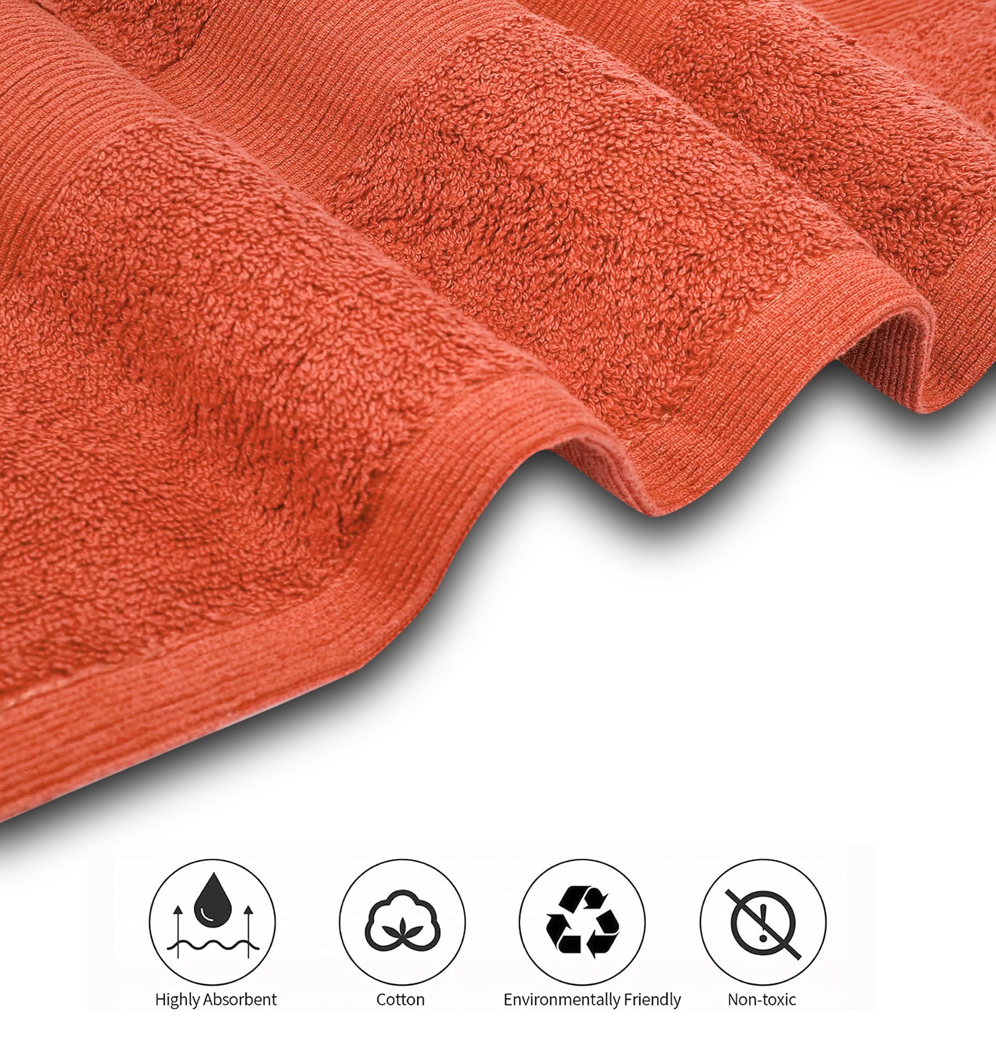Softolle 100% Cotton Luxury Bath Towels -Towels for Bathroom - Set of 4 Bath Towel (27β x 54β)- Eco-Friendly, Super Soft, Highly Absorbent Bath Towel - Oeko-Tex Certified (Grey) (Coral)