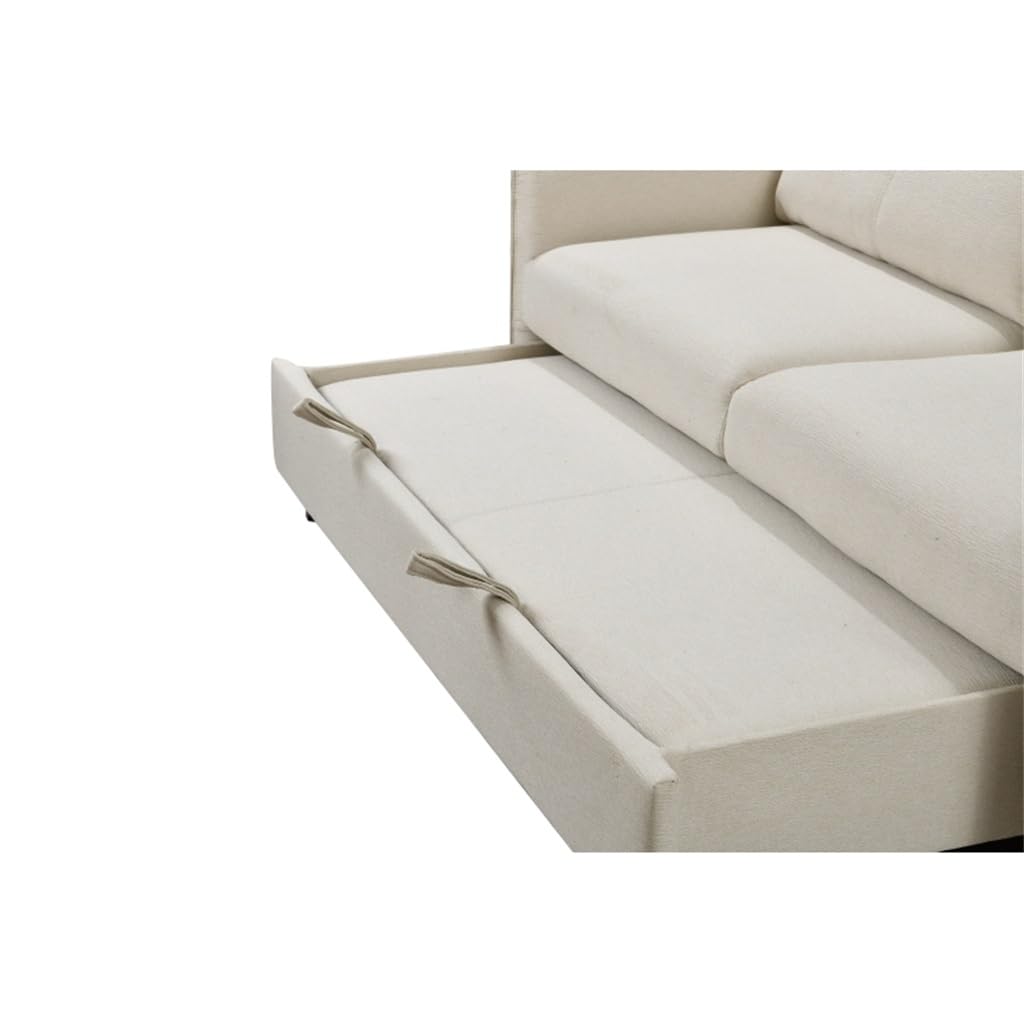 SLNFXC Beige 3 in 1 Convertible Sleeper Sofa Bed Fabric Loveseat Futon Sofa Couch W/Pullout Bed,for Living Room Furniture