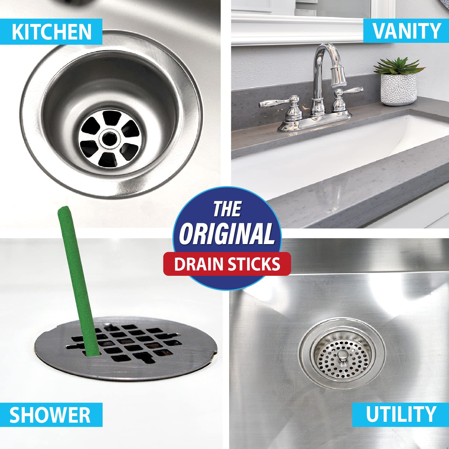 SANI 360° Sani Sticks Drain Cleaner and Deodorizer, Enzyme Pipe Cleaners, Eliminate Odors, Prevent Clogged Drains, Safe for Sinks, Bathtub Drains, Septic Tanks, 24 Count, Pine Scent