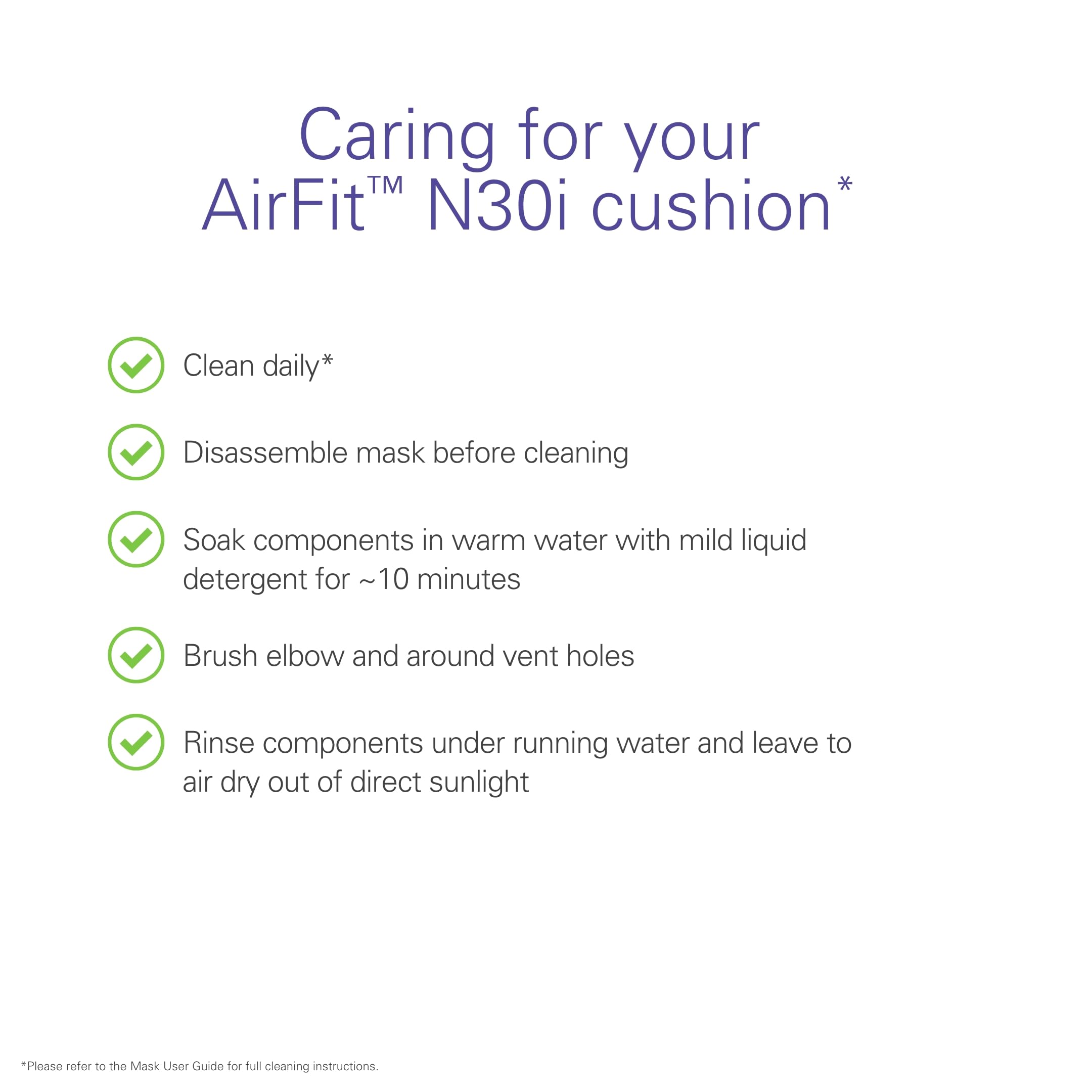 ResMed AirFit N30i Nasal Replacement Cushion - Small/Wide - ResMed CPAP Supplies - Silicone - Replace Every Month