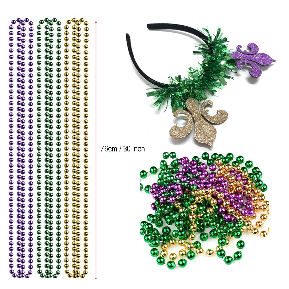 SSTX 2 Pack Mardi Gras Headbands Sequin Stretchy Glitter Headbands for Carnival Party Costume(Classic)