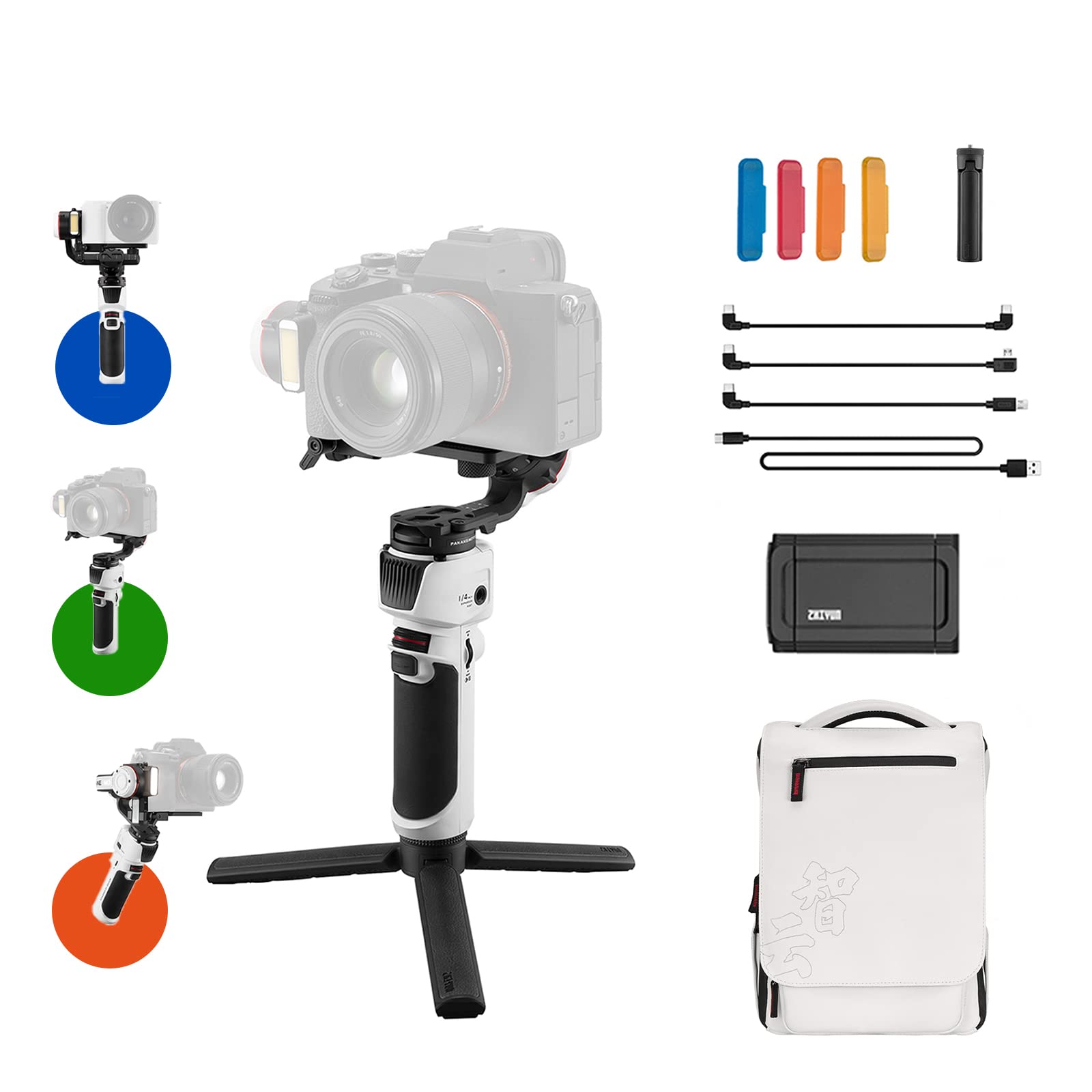 Zhiyun Crane M3 Combo Camera Stabilizer: 3-Axis Handheld Gimbal for DSLR Mirrorless Cameras & Action Camera, Compatible with Nikon, Sony, Canon, Panasonic, Fujifilm, Lightweight Design