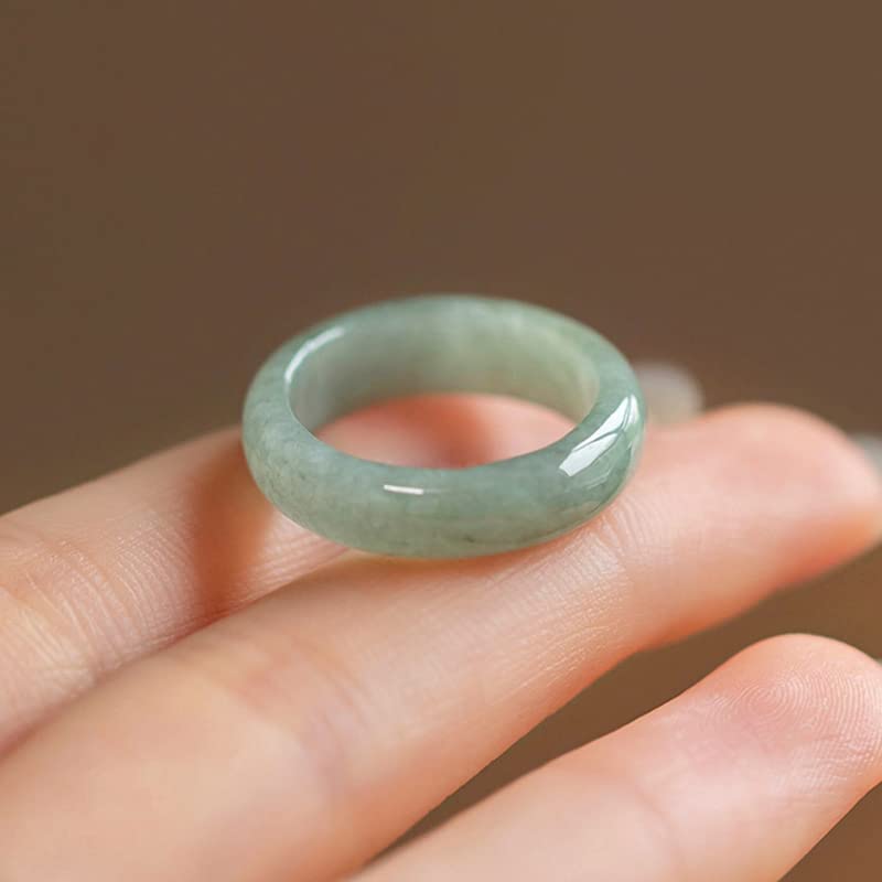 Zhubobo Mens Womens Natural Genuine Real Green Jade Band Ring Size 5-12 (Green,11)