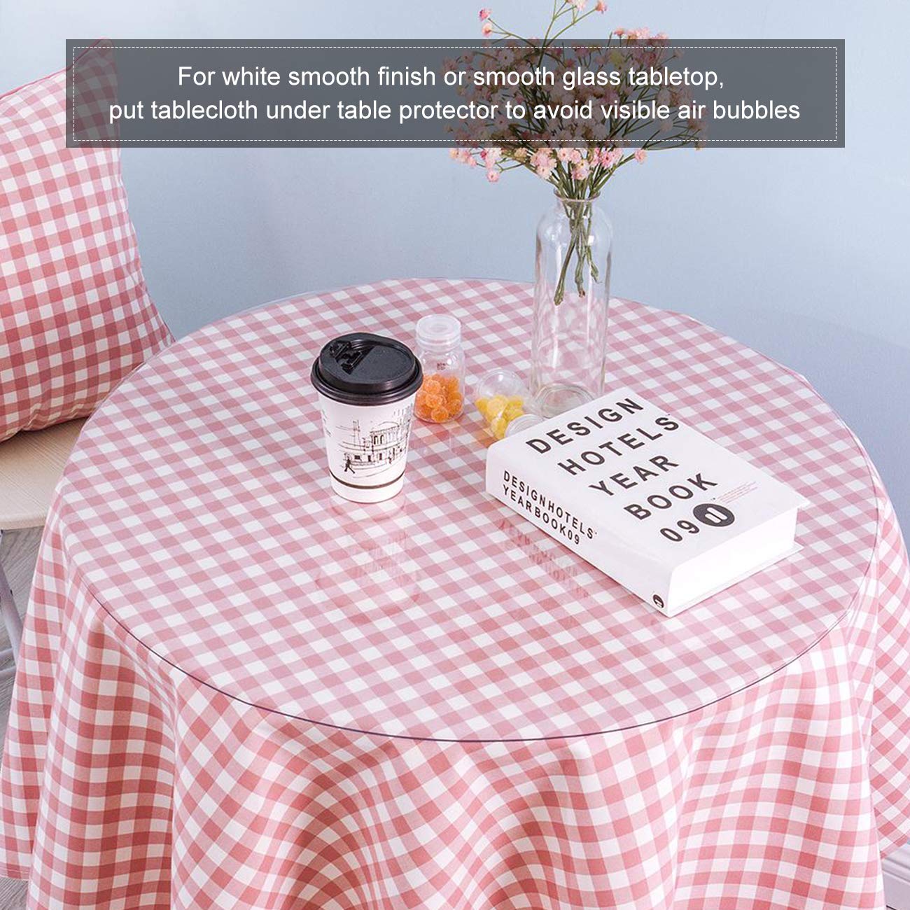 WICHEMI 42" inch Round Clear Table Cover Protector Soft PVC Transparent Tablecloth Waterproof Oil Proof Kitchen Dining Table Cloth for Kitchen, Coffee Table, Writing Desk (2.0mm Thick)