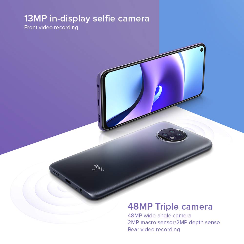 Xiaomi Redmi Note 9T | 128GB 4GB RAM | Android 10 MIUI 12 | 5000 mAh 18W Fast Charging | Octa-core | GSM LTE Factory Unlocked Smartphone | International Model (Nightfall Black)