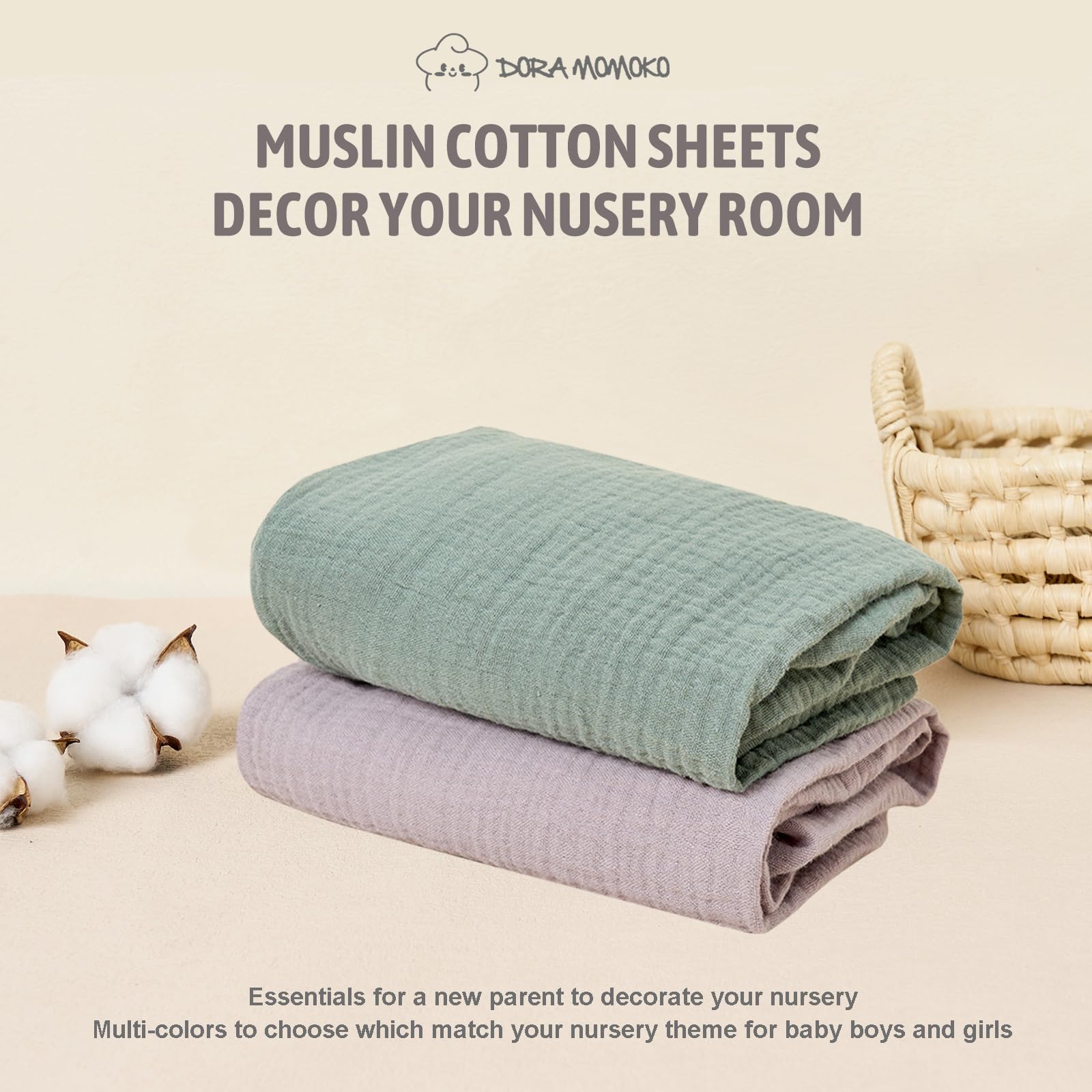 Stretchy Baby Muslin Fitted Bassinet Sheet for Oval Hourglass Rectangular Pad Universal Cotton Bassinet Mattress Sheets, Stylish Soft Mattress Cover for Baby Bassinet Mini Crib Sheets 2 Pack