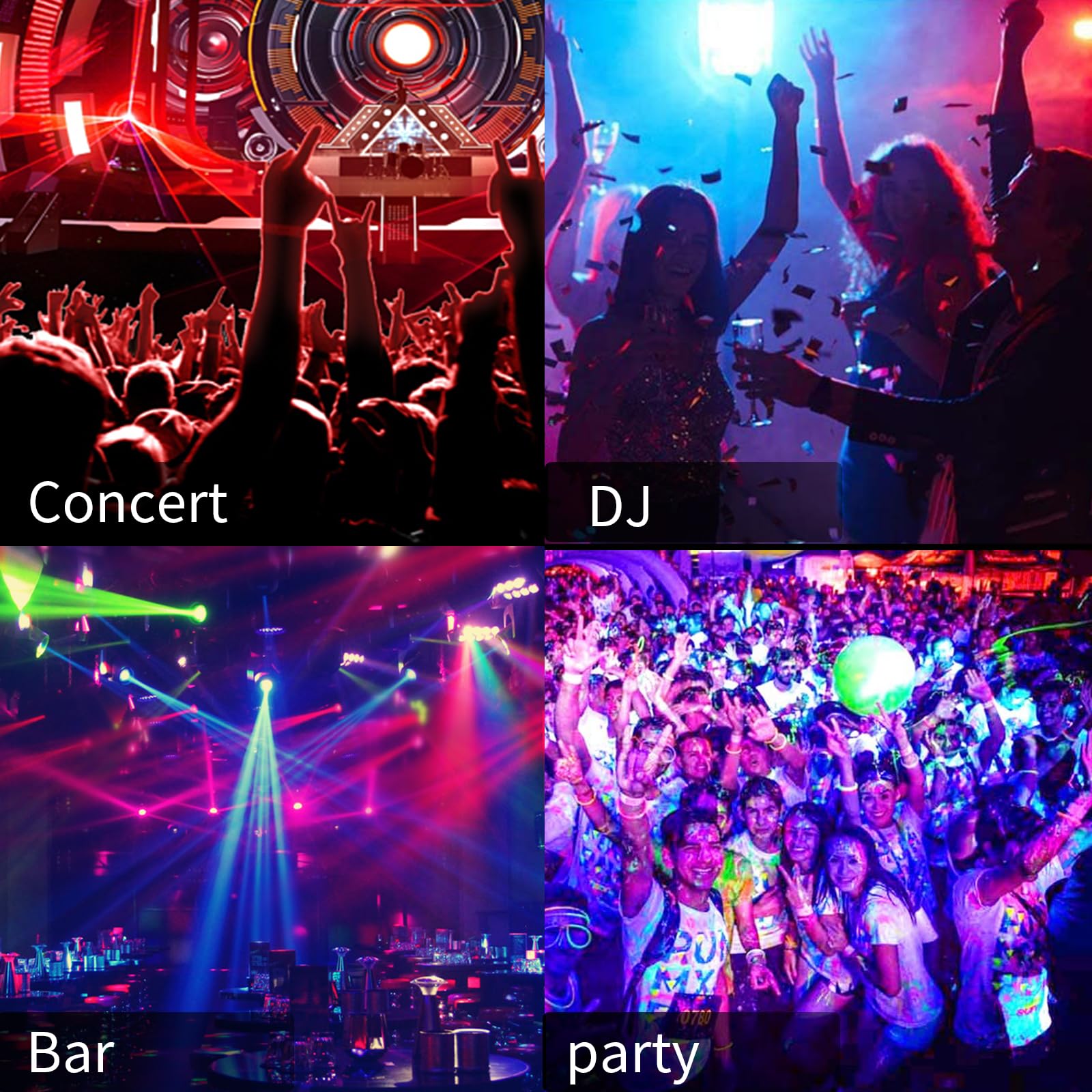 Yuusei DJ Lights with Stand, RGB Party Bar Light Set, Sound Activated Stage Lighting System, DMX and Remote Control, Portable Gig Bars Light with Stand and Bag