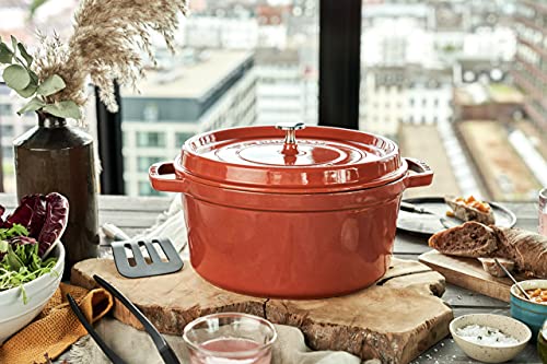 STAUB Cast Iron Dutch Oven 7-qt Round Cocotte, Made in France, Serves 7-8, Burnt Orange