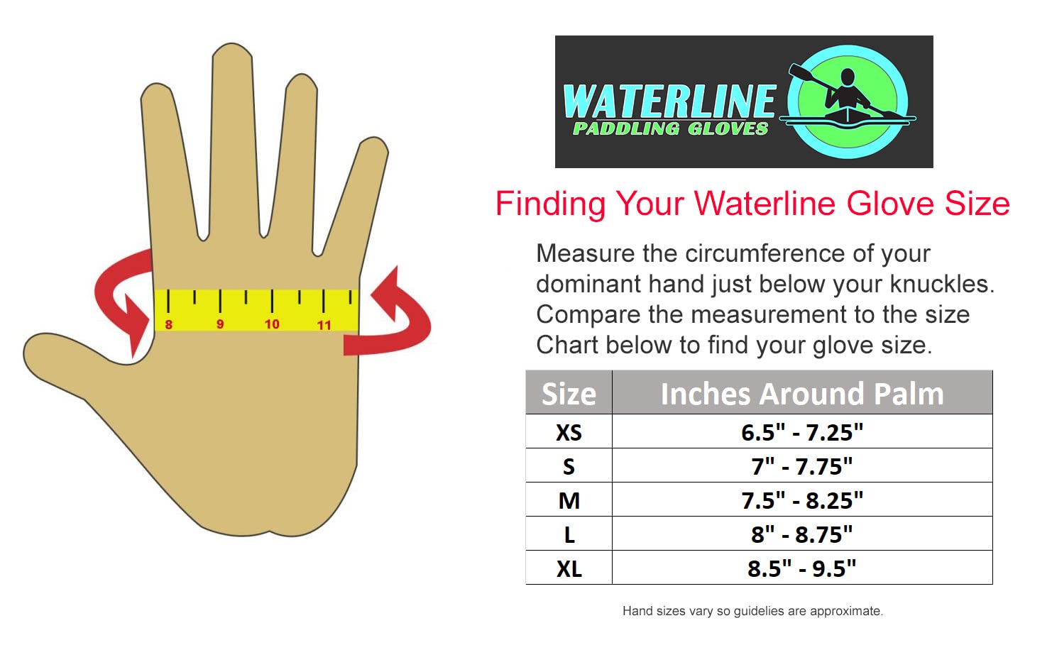 Waterline Full Finger Paddling Gloves for Kayaks, Canoes and SUP Paddle Boards (Medium)