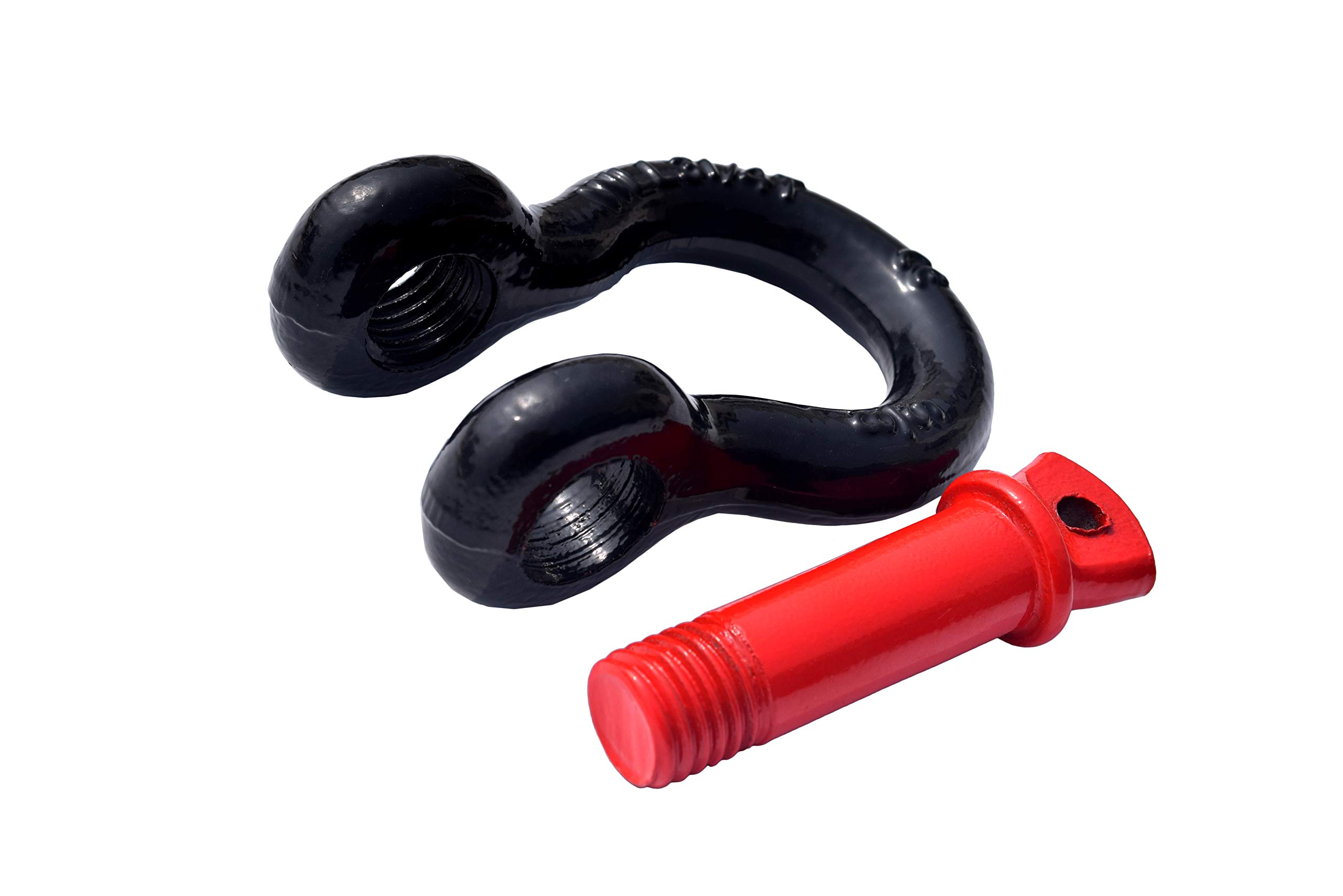 QIQU 3/4"×20ft Kinetic Recovery Rope & 5/8" D Shackle, Heavy Duty Vehicle Tow Ropes,Energy Rope,Double Braided Nylon Kinetic Rope (3/4"×20ft, Black 2)