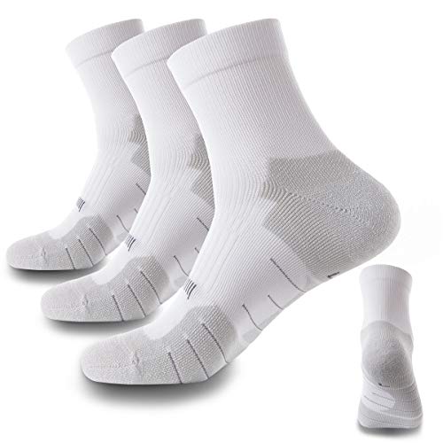 SOLAX Mens Coolmax Cotton Nylon Athletic Sport Ankle Quarter Hiking & Running Socks 3 Pairs