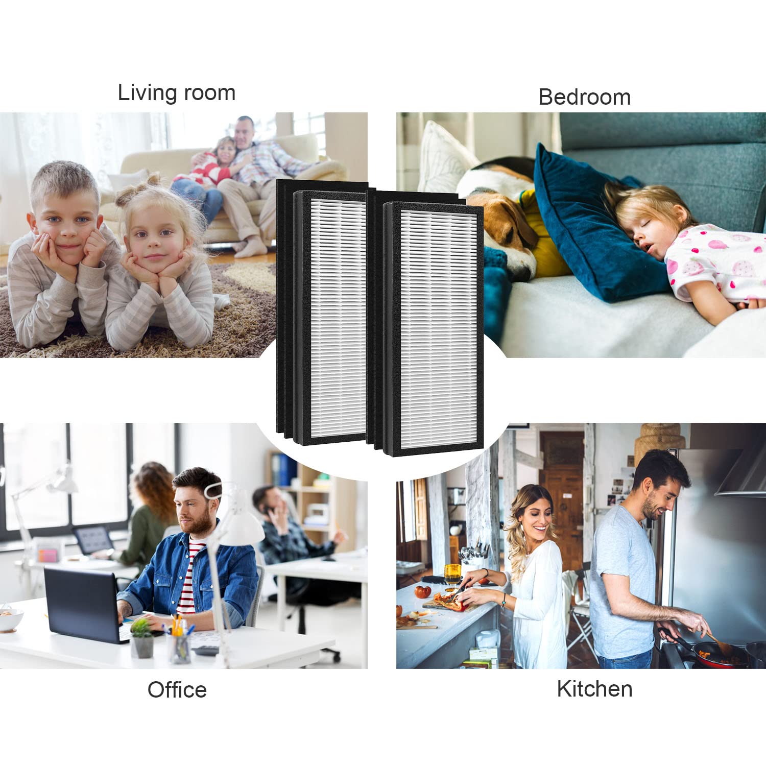 VEVA 8000 Replacement Filter, Compatible with VEVA 8000 Elite Pro Series Air Purifier, 2 HEPA Filters + 4 Pre-Filters